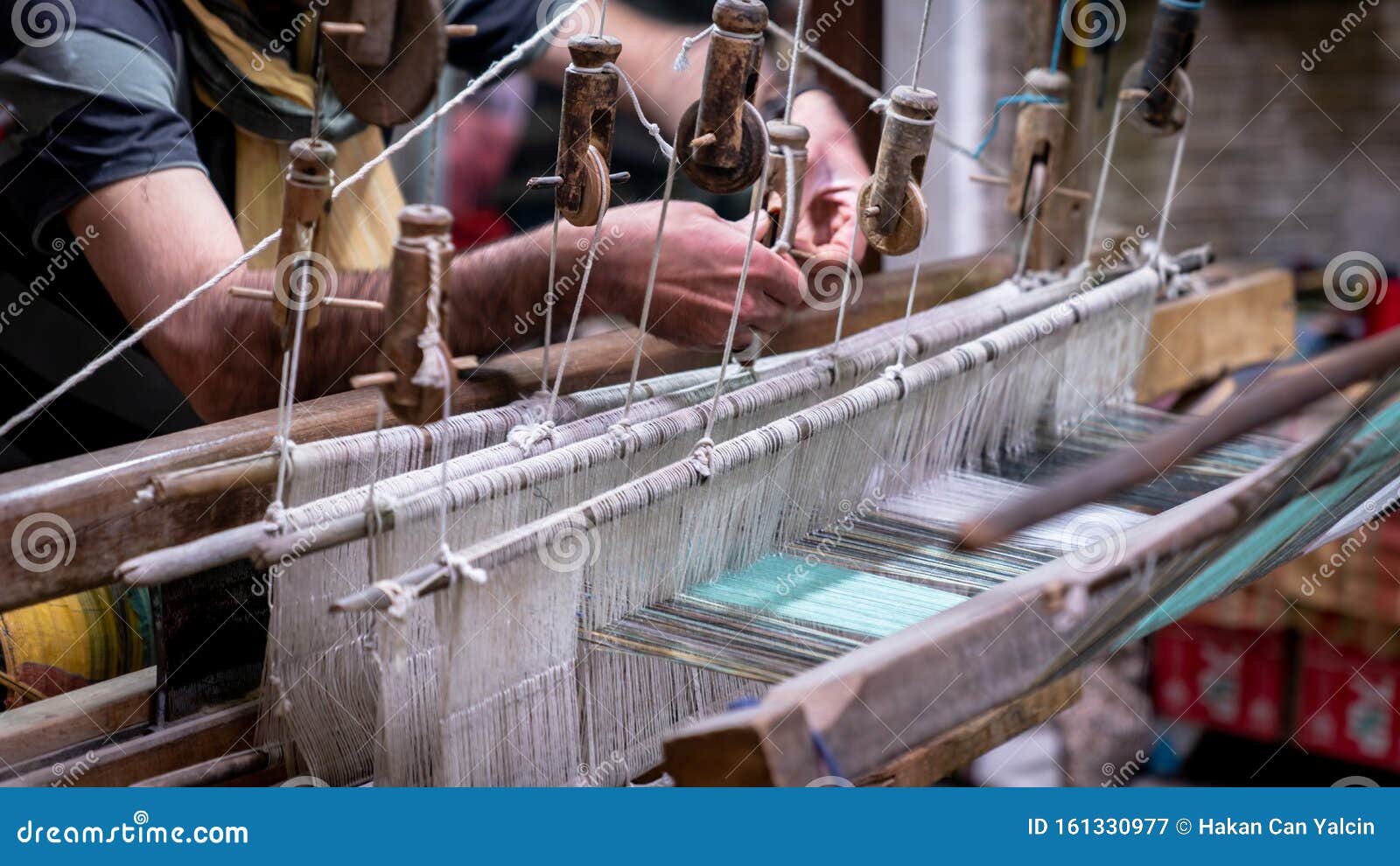 Iranian Man Crafting a Wool Carpet on the Cotton Strings in the Carpet ...