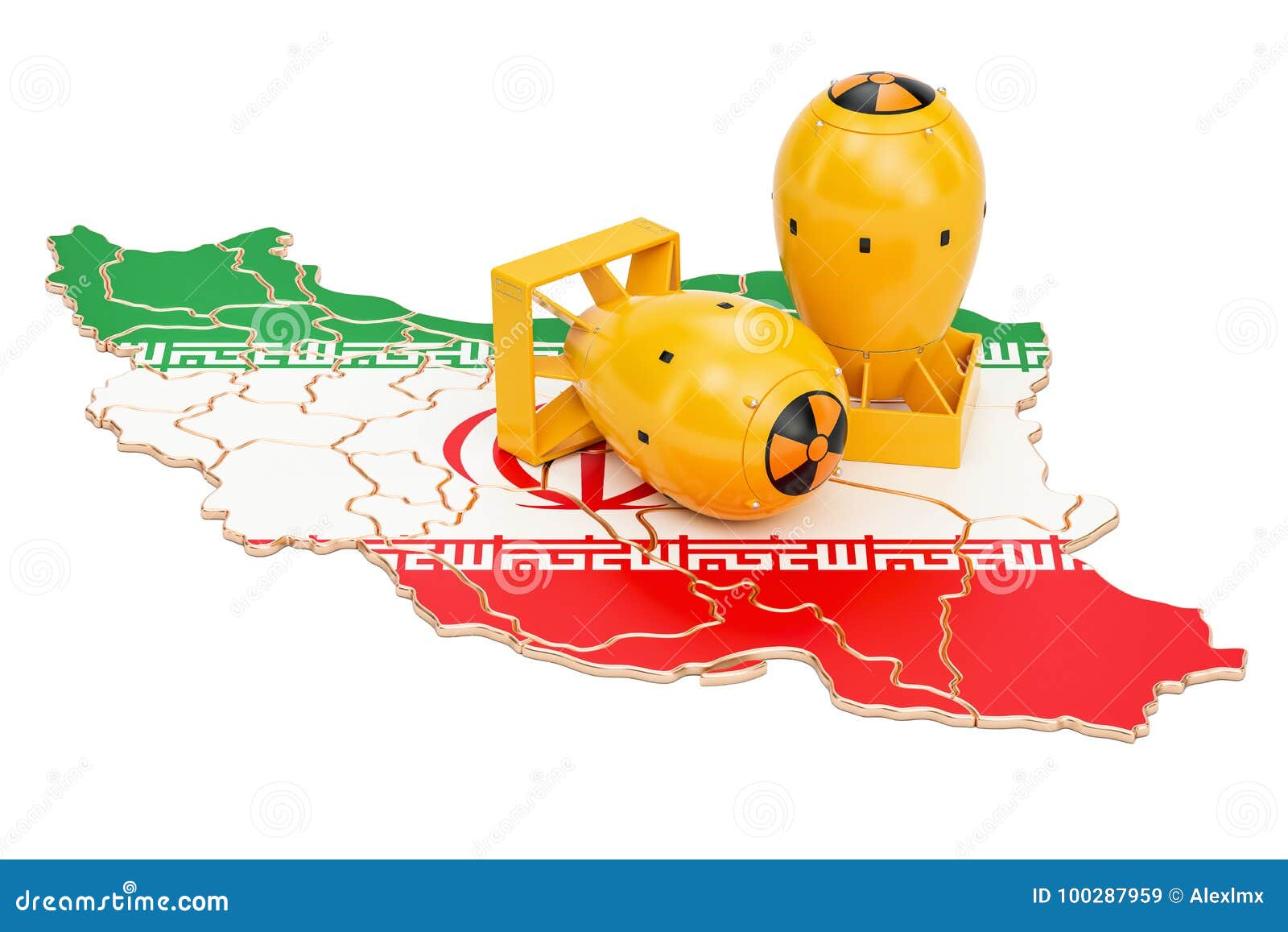 Iranian Map with Nuclear Weapon Concept, 3D Rendering Stock ...