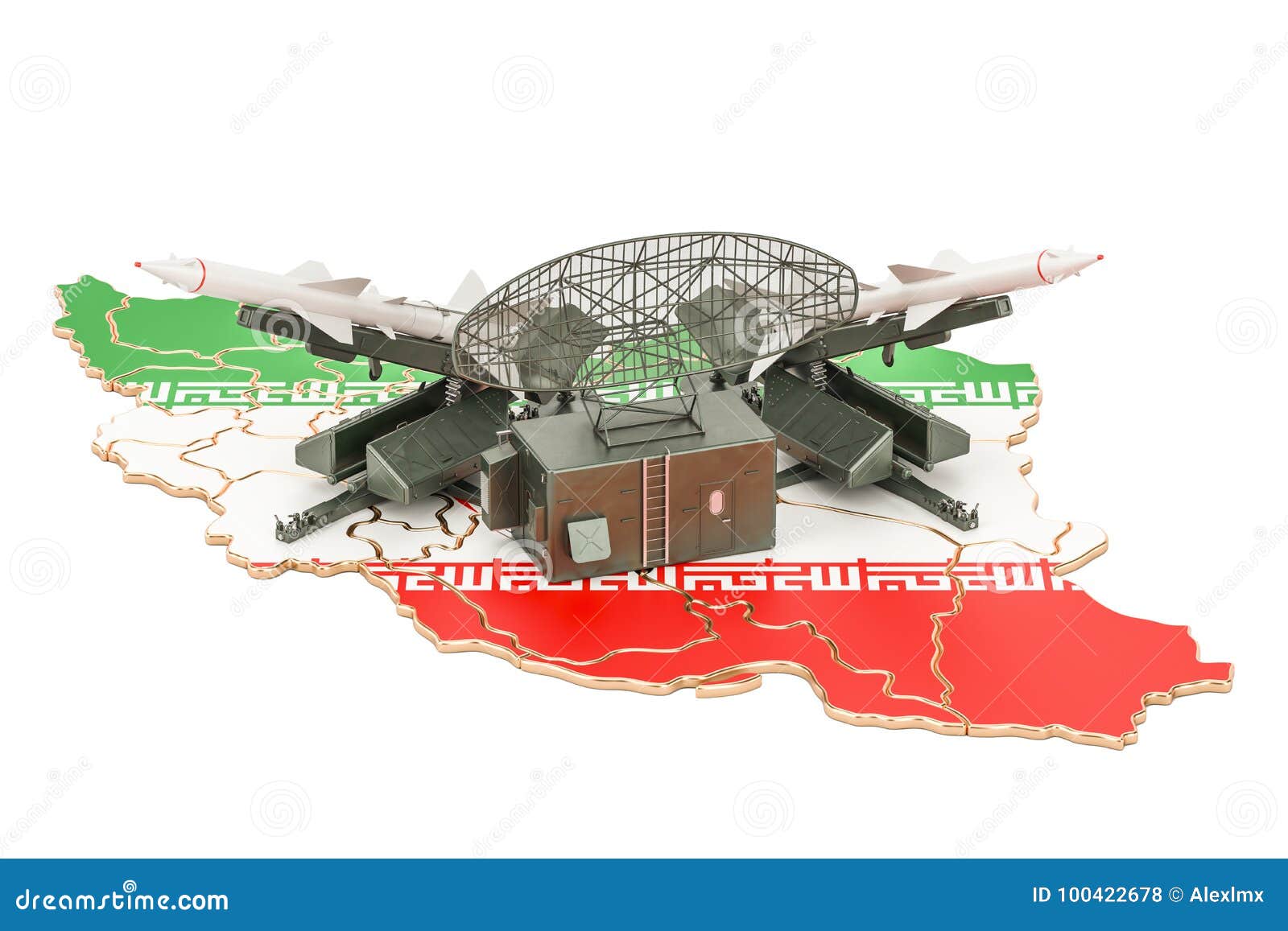 Iranian Missile Defence System Concept, 3D Rendering Stock Illustration ...