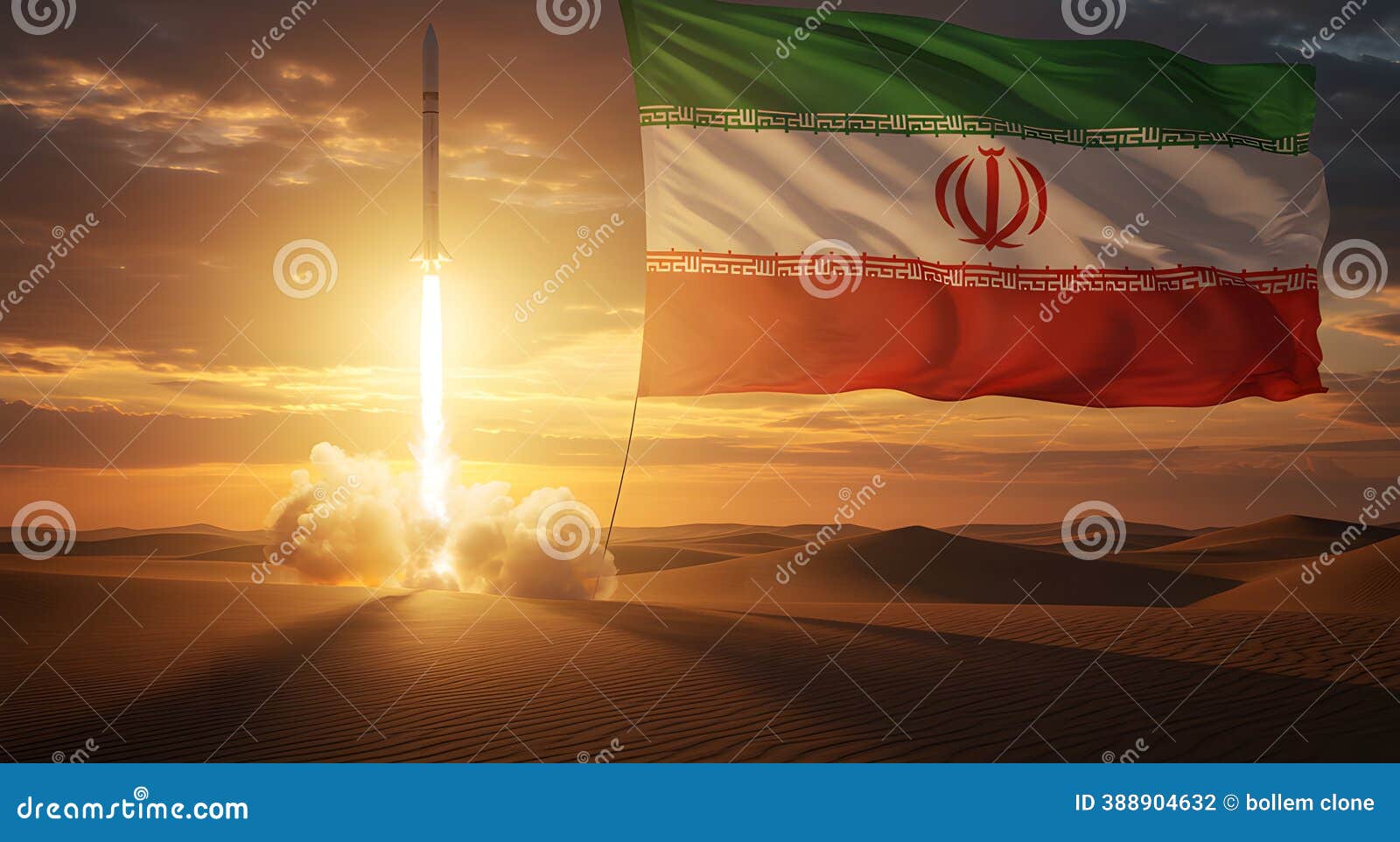 Iranian Missile Launch At Dawn, Desert Background Royalty-Free Stock ...