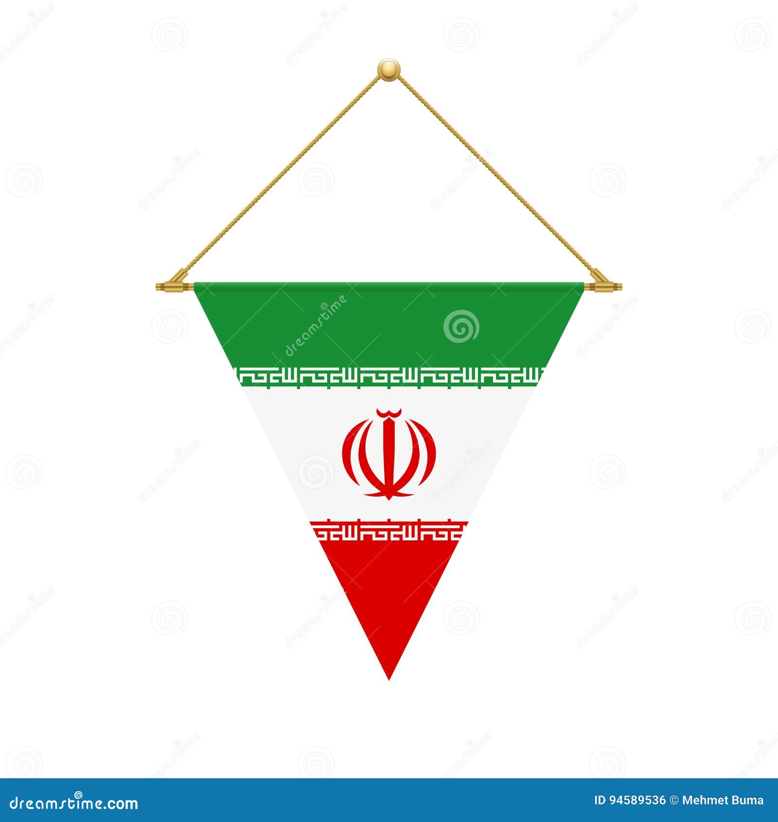 Iranian Triangle Flag Hanging, Illustration Stock Vector - Illustration ...