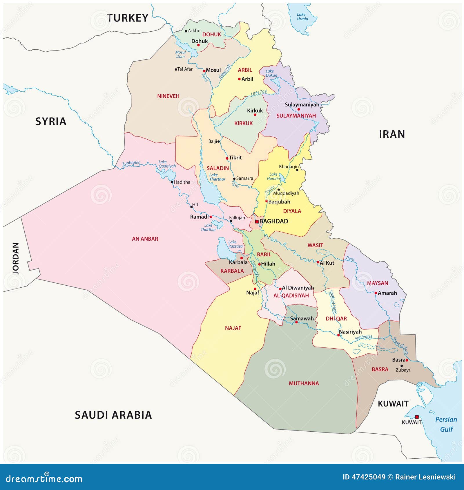Basra Governorate Map Vector | CartoonDealer.com #141096863