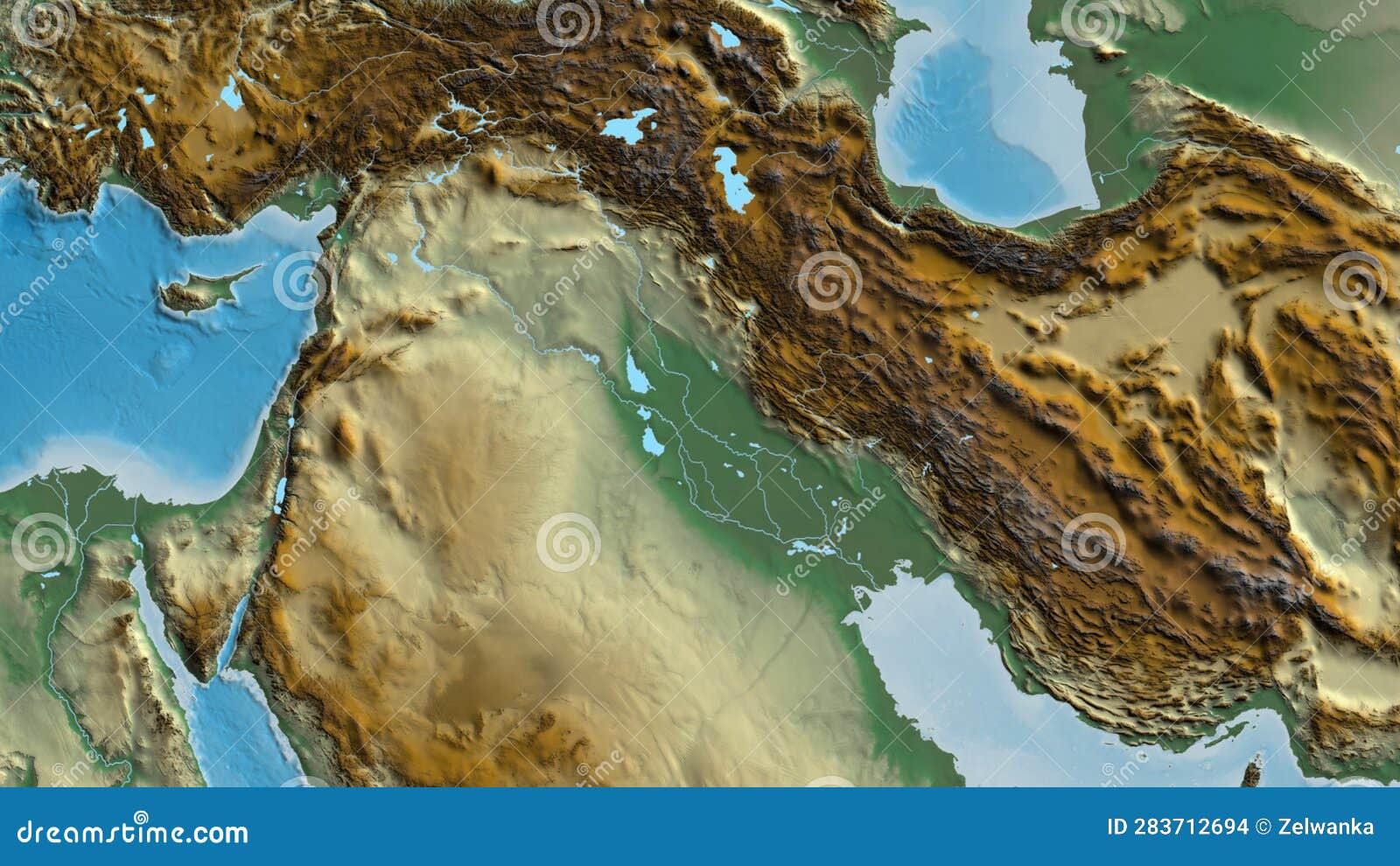 Iraq area. Relief map stock illustration. Illustration of geography ...