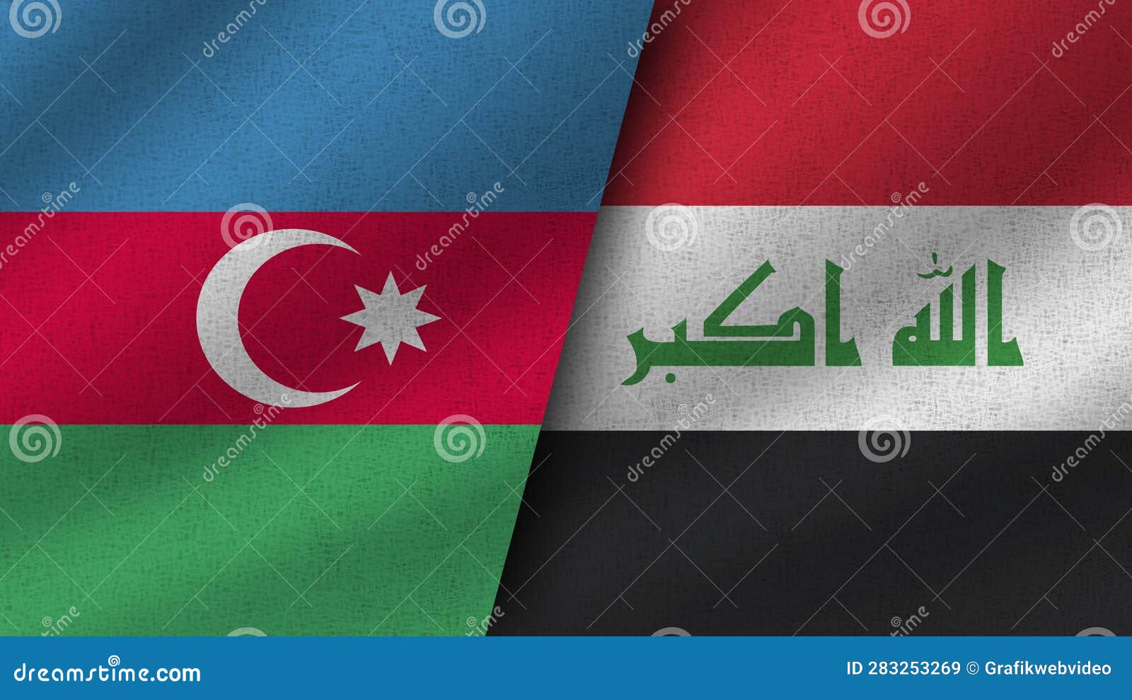 Iraq and Azerbaijan Realistic Two Flags Together Stock Illustration ...