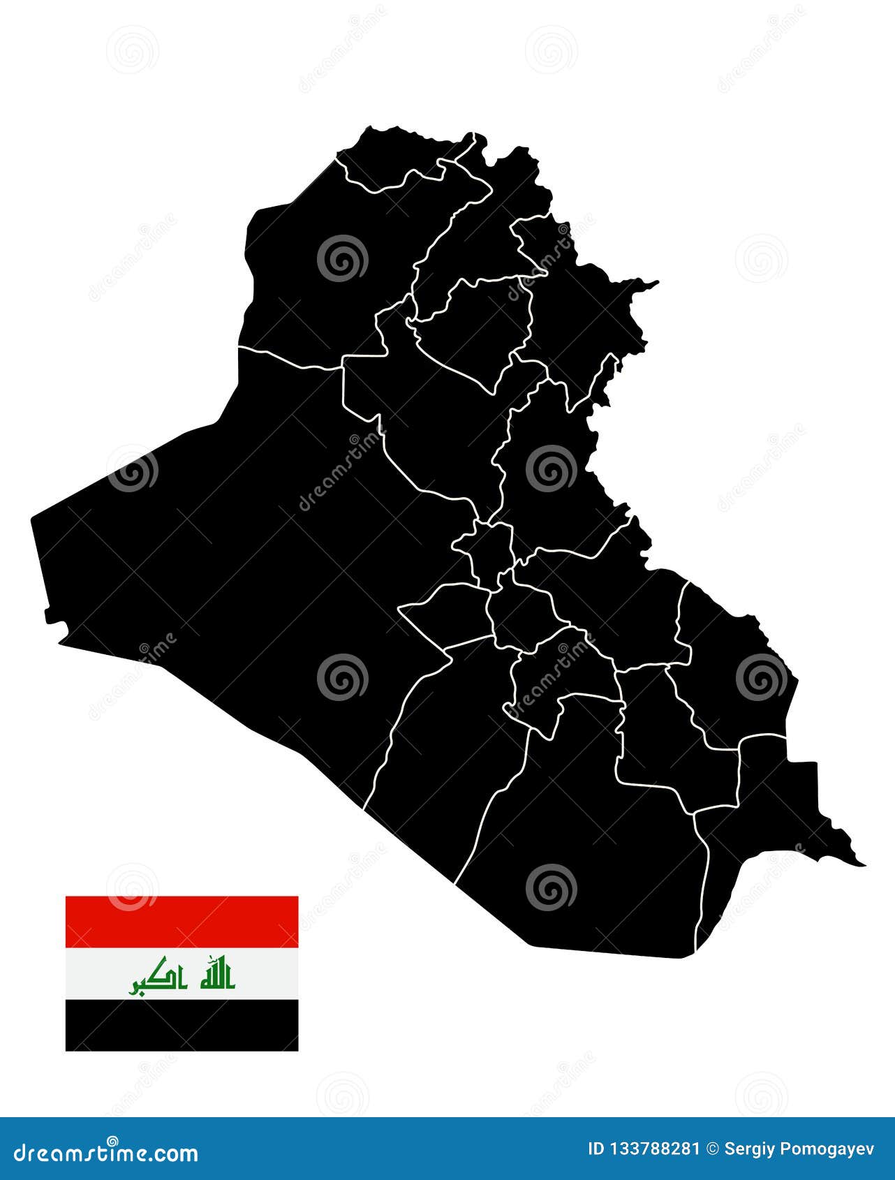 Iraq Black Map Isolated on White Stock Vector - Illustration of blank ...