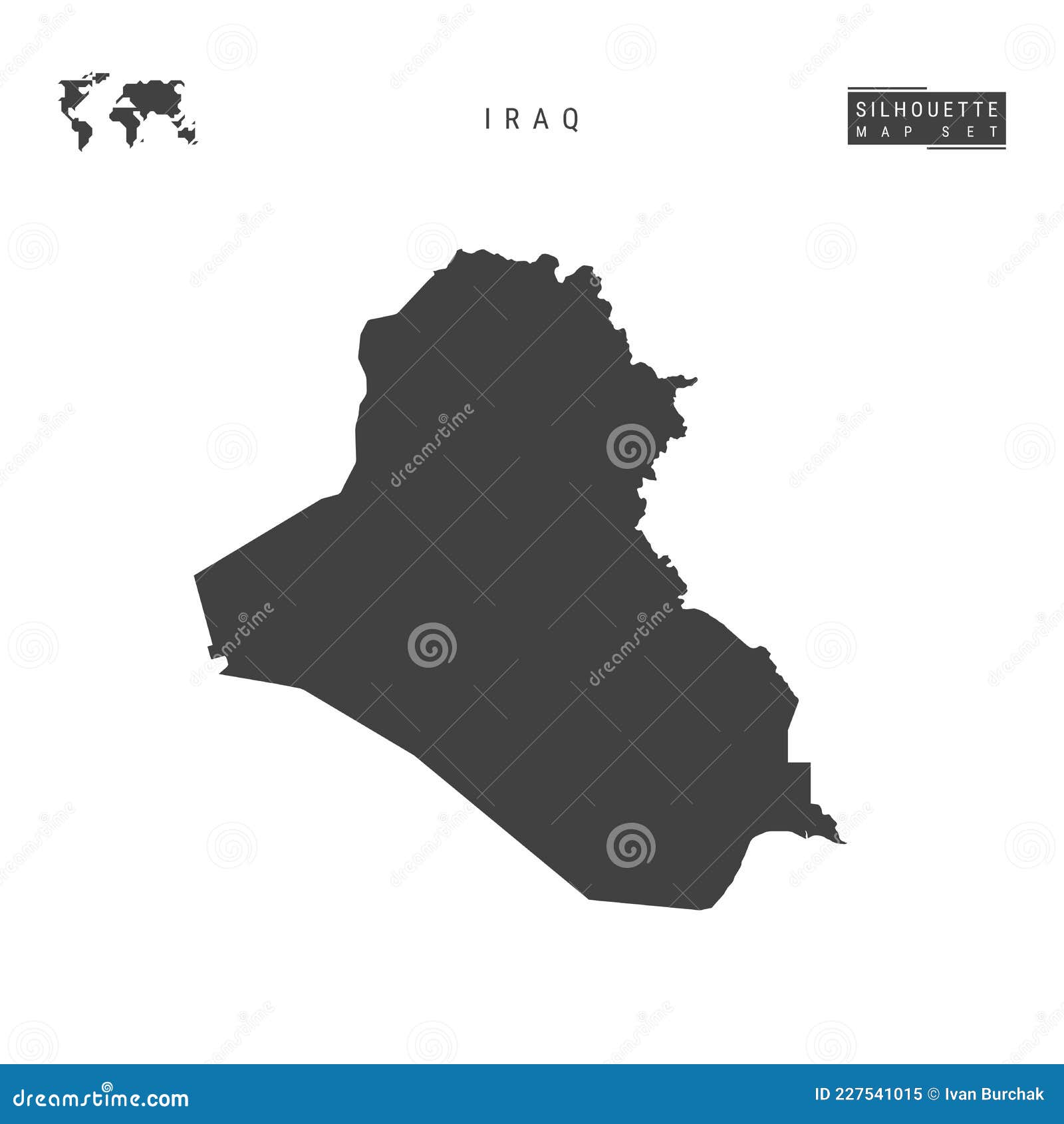 Iraq Vector Map Isolated on White Background. High-Detailed Black ...