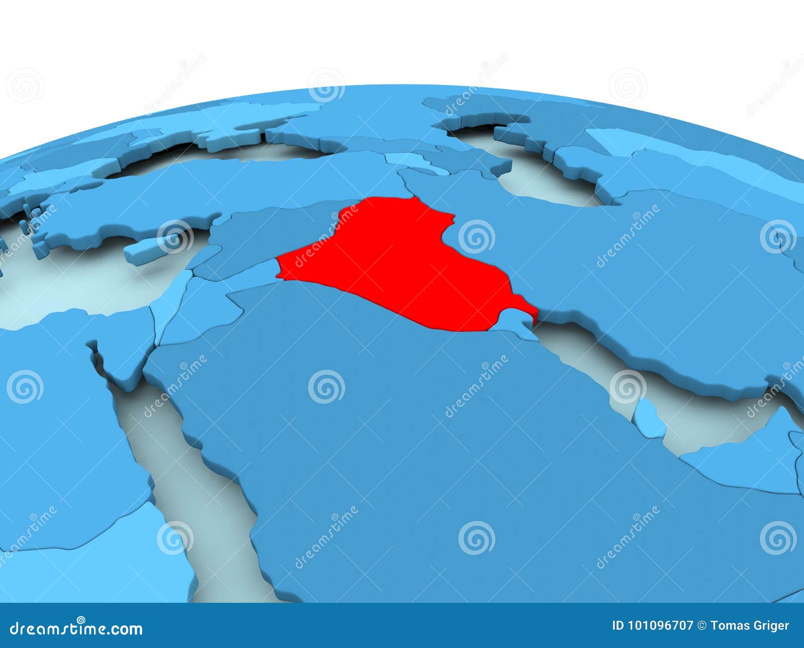 Iraq on Blue Political Globe Stock Illustration - Illustration of ...