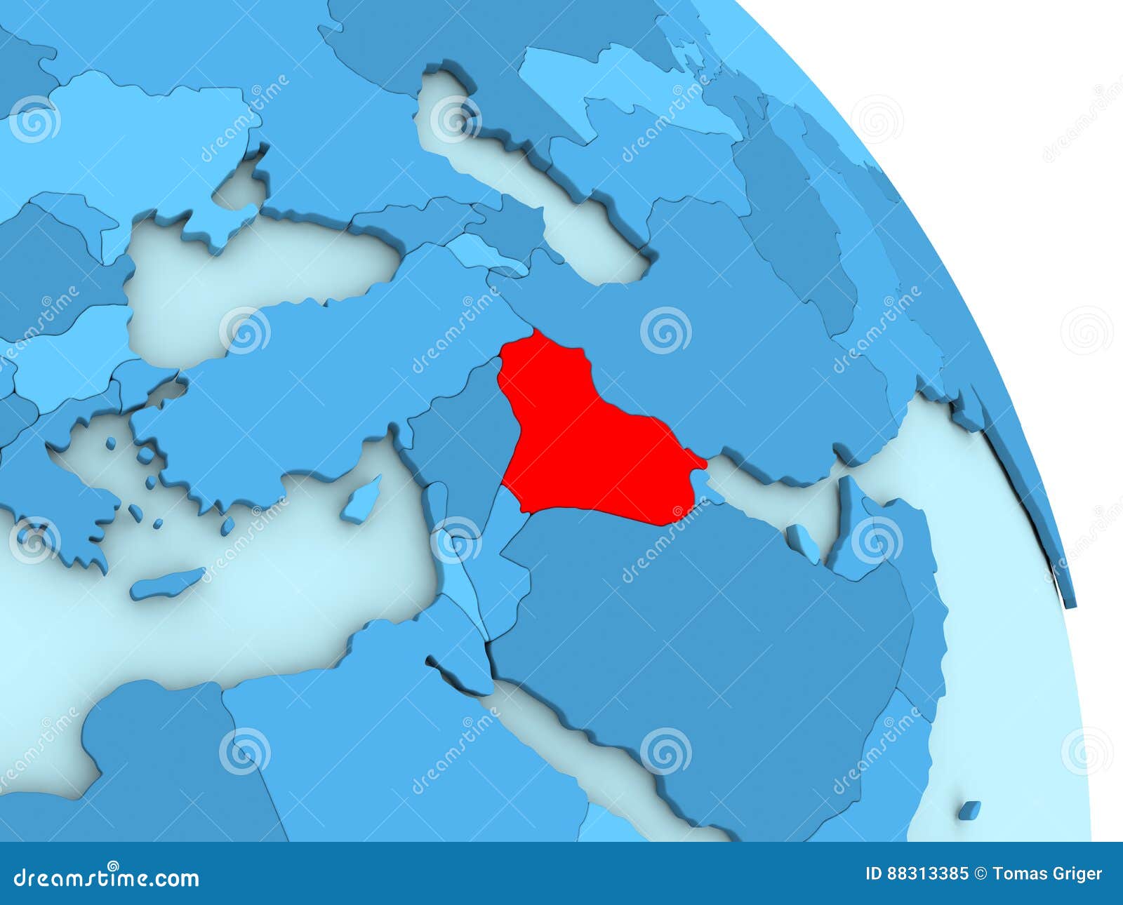 Iraq on Blue Political Globe Stock Illustration - Illustration of asia ...
