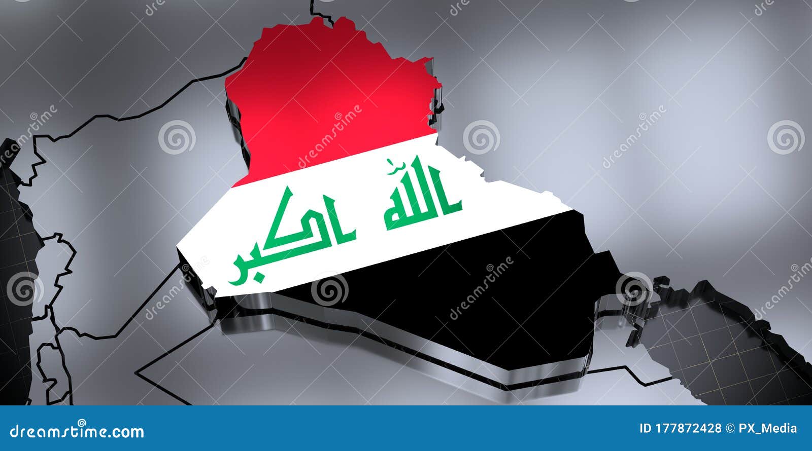 Iraq - borders and flag stock illustration. Illustration of cartography ...