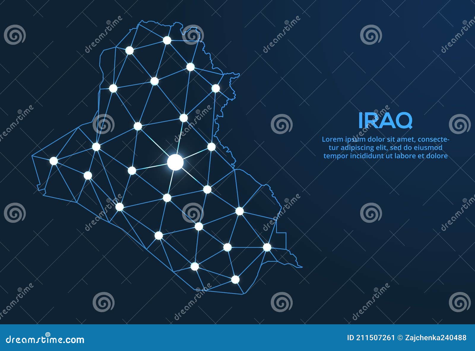 Iraq Communication Network Map. Vector Low Poly Image of a Global Map ...