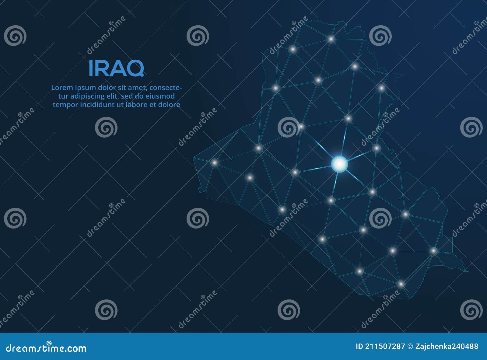 Iraq Communication Network Map. Vector Low Poly Image of a Global Map ...