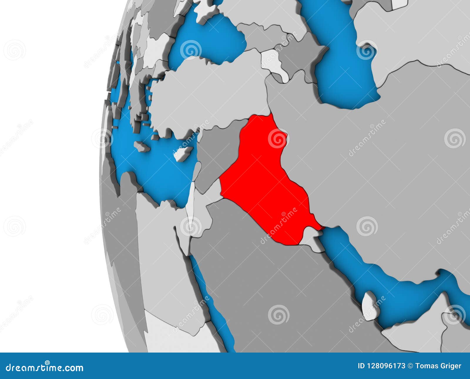 Iraq on 3D globe stock illustration. Illustration of render - 128096173