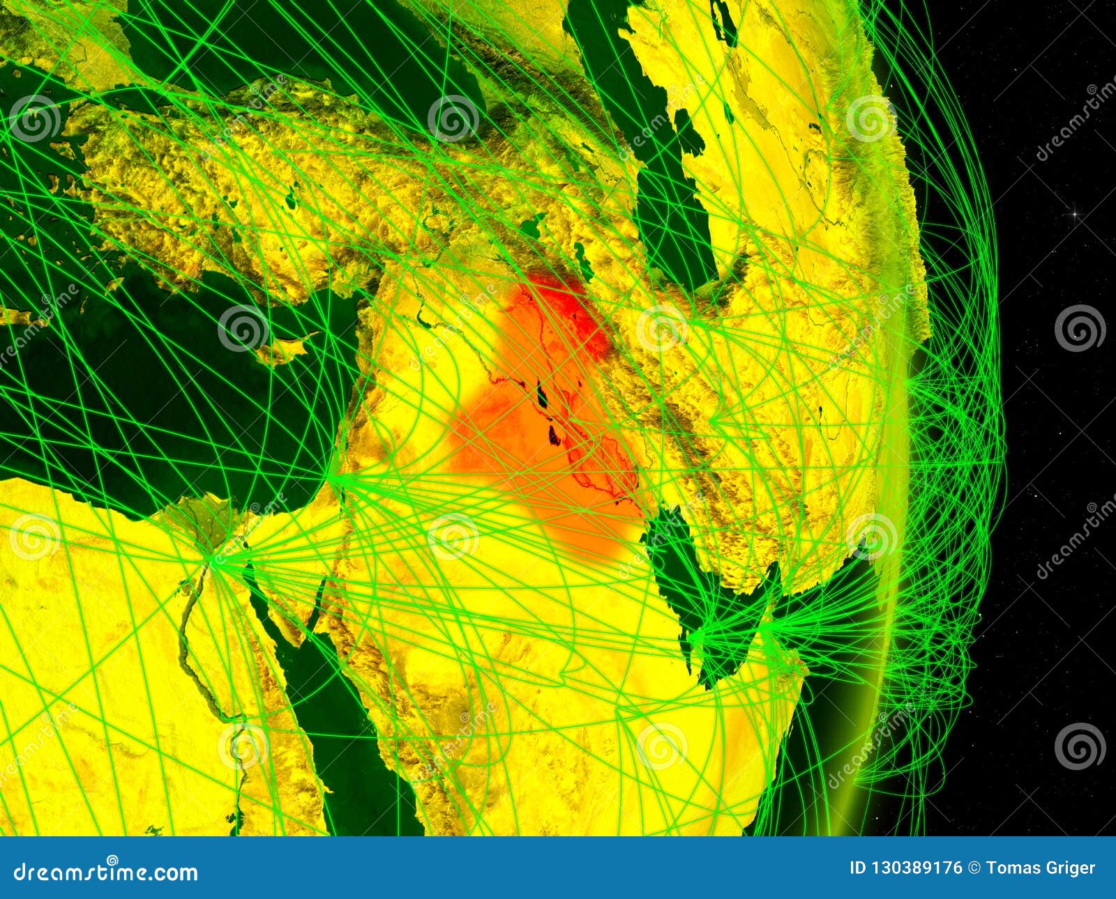Iraq on digital Earth stock illustration. Illustration of asia - 130389176