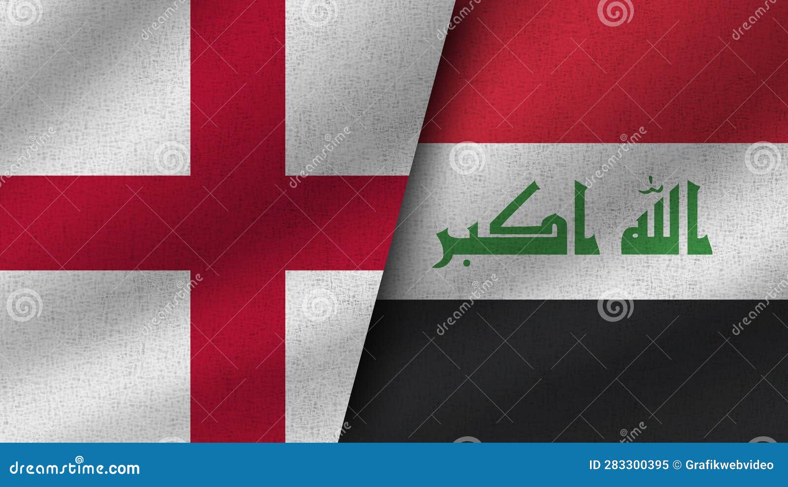 Iraq and England Realistic Two Flags Together Stock Illustration ...