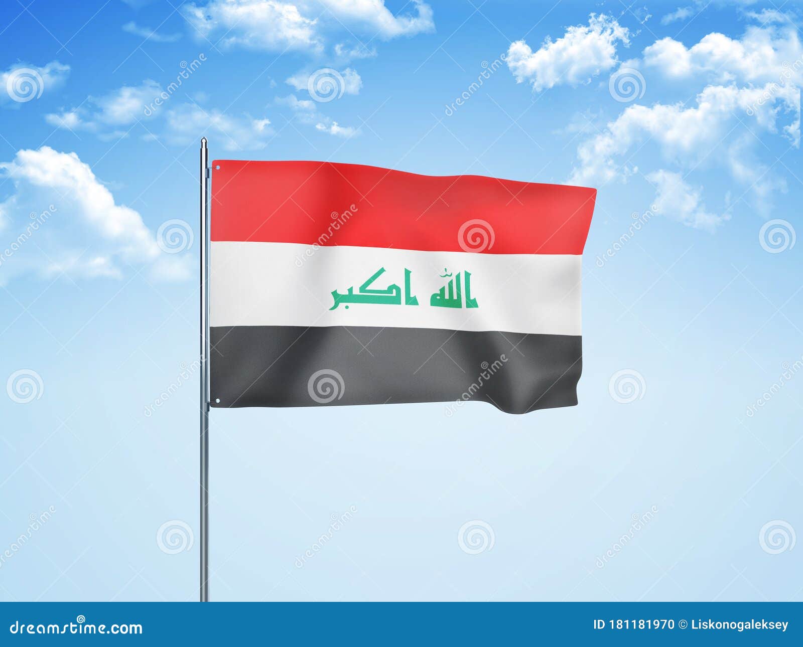 Iraq Flag Waving Sky Background 3D Illustration Stock Illustration ...