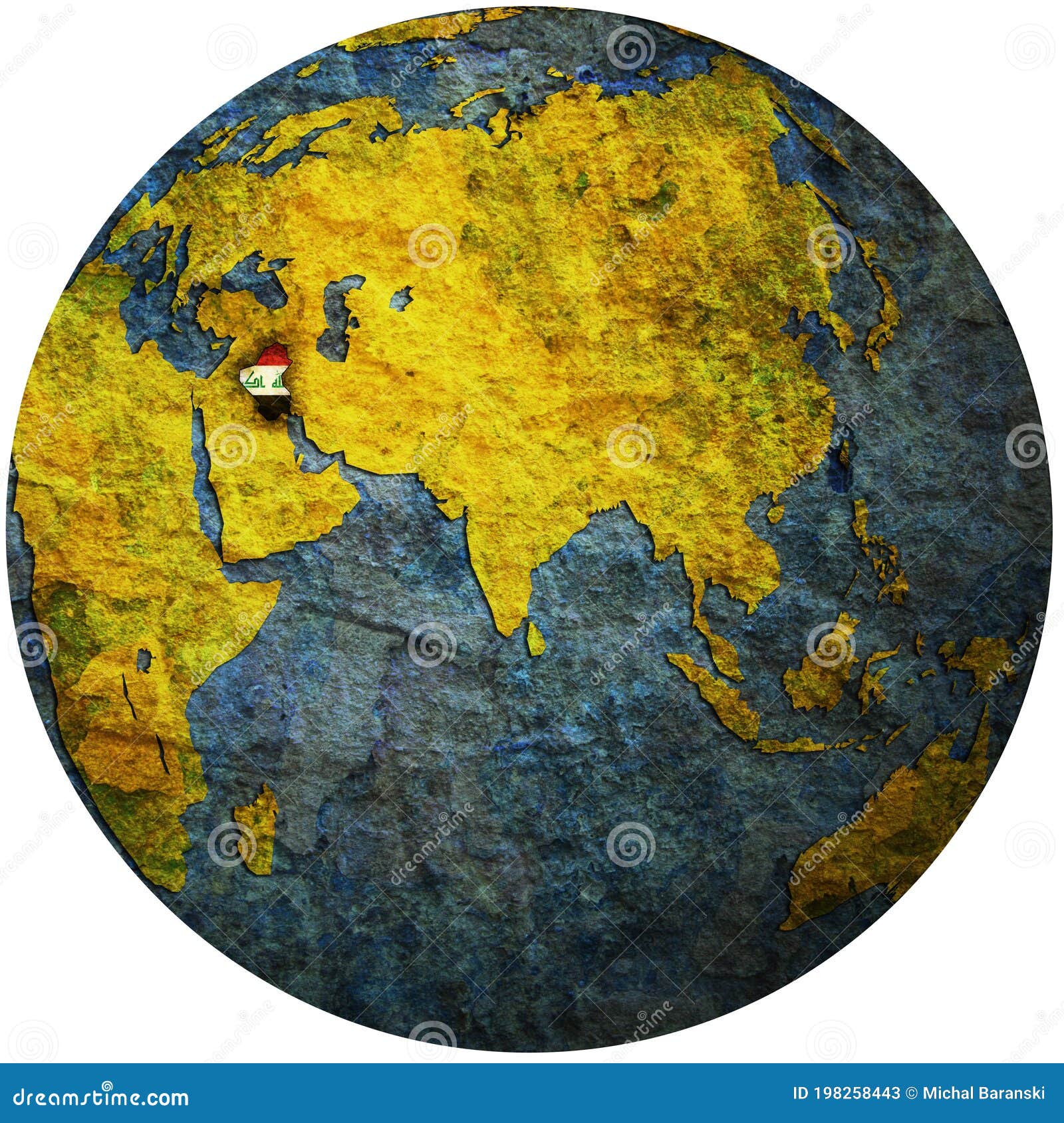 Iraq on globe map stock illustration. Illustration of asia - 198258443