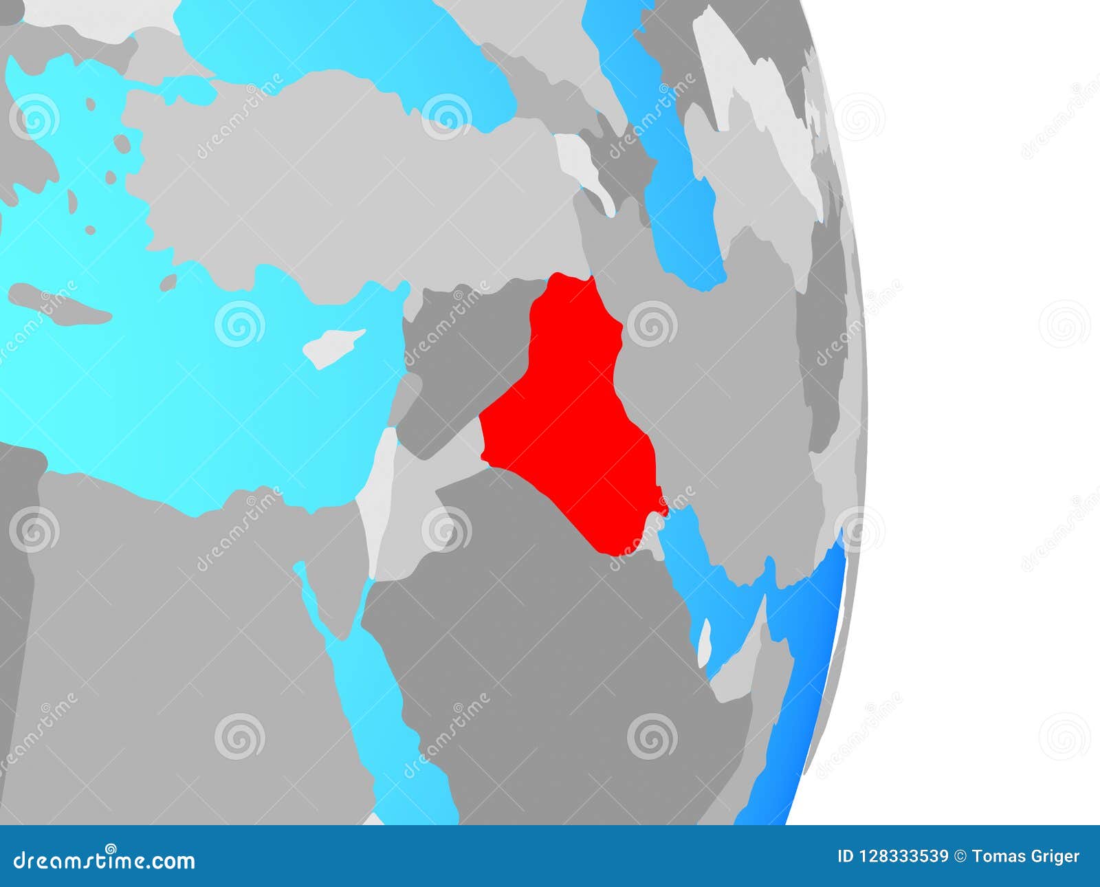 Iraq on globe stock illustration. Illustration of globe - 128333539