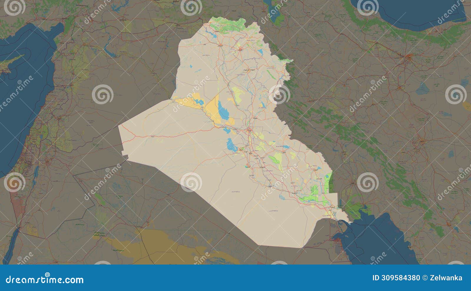 Iraq Highlighted. Topo Standard Stock Illustration - Illustration of ...