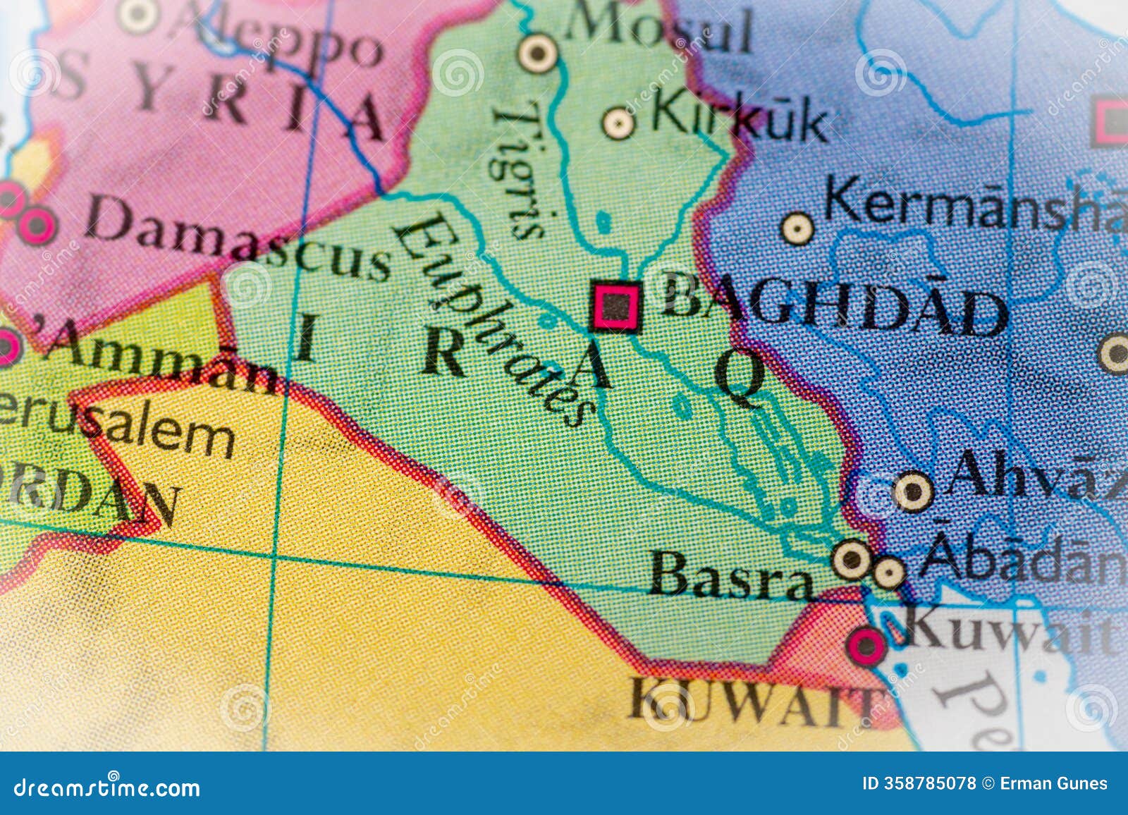 Iraq Highlighted on a World Map Stock Photo - Image of globe ...