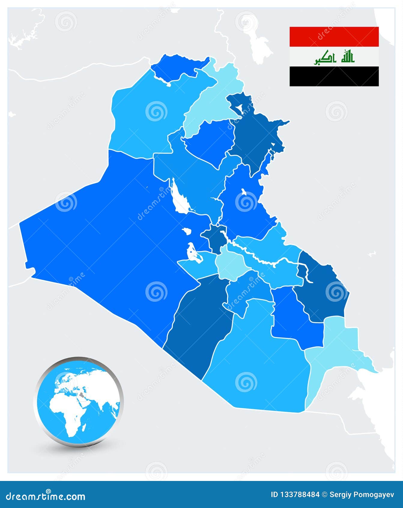 Iraq Map Blue Color. No Text Stock Vector - Illustration of geography ...