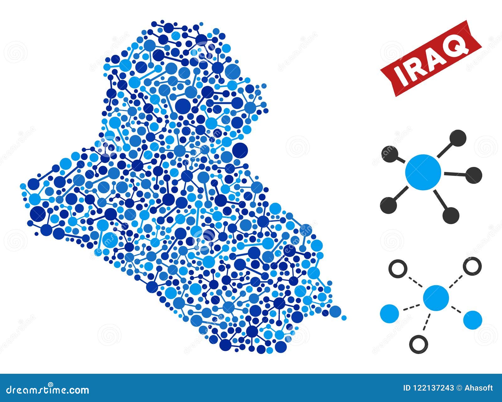 Iraq Map Connections Collage Cartoon Vector | CartoonDealer.com #122137243