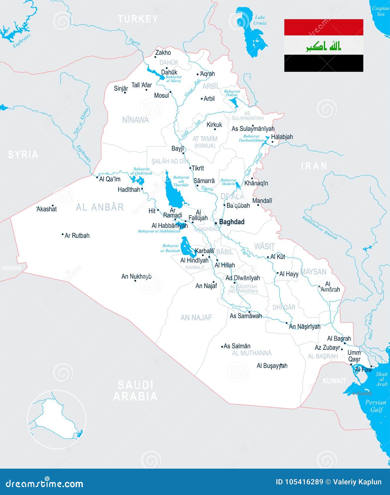 Iraq Map - Detailed Illustration Stock Illustration - Illustration of ...