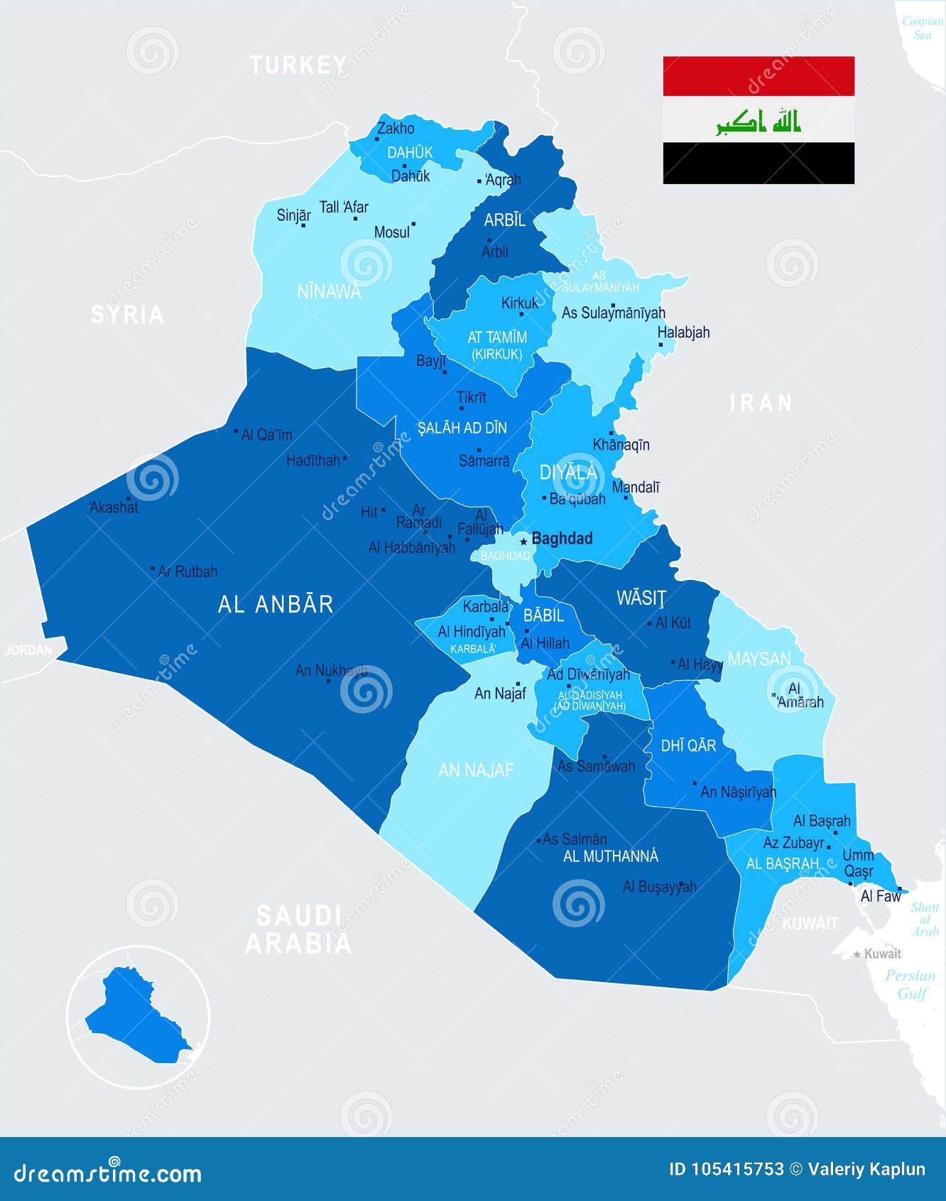 Iraq - Map and Flag - Detailed Vector Illustration Stock Illustration ...