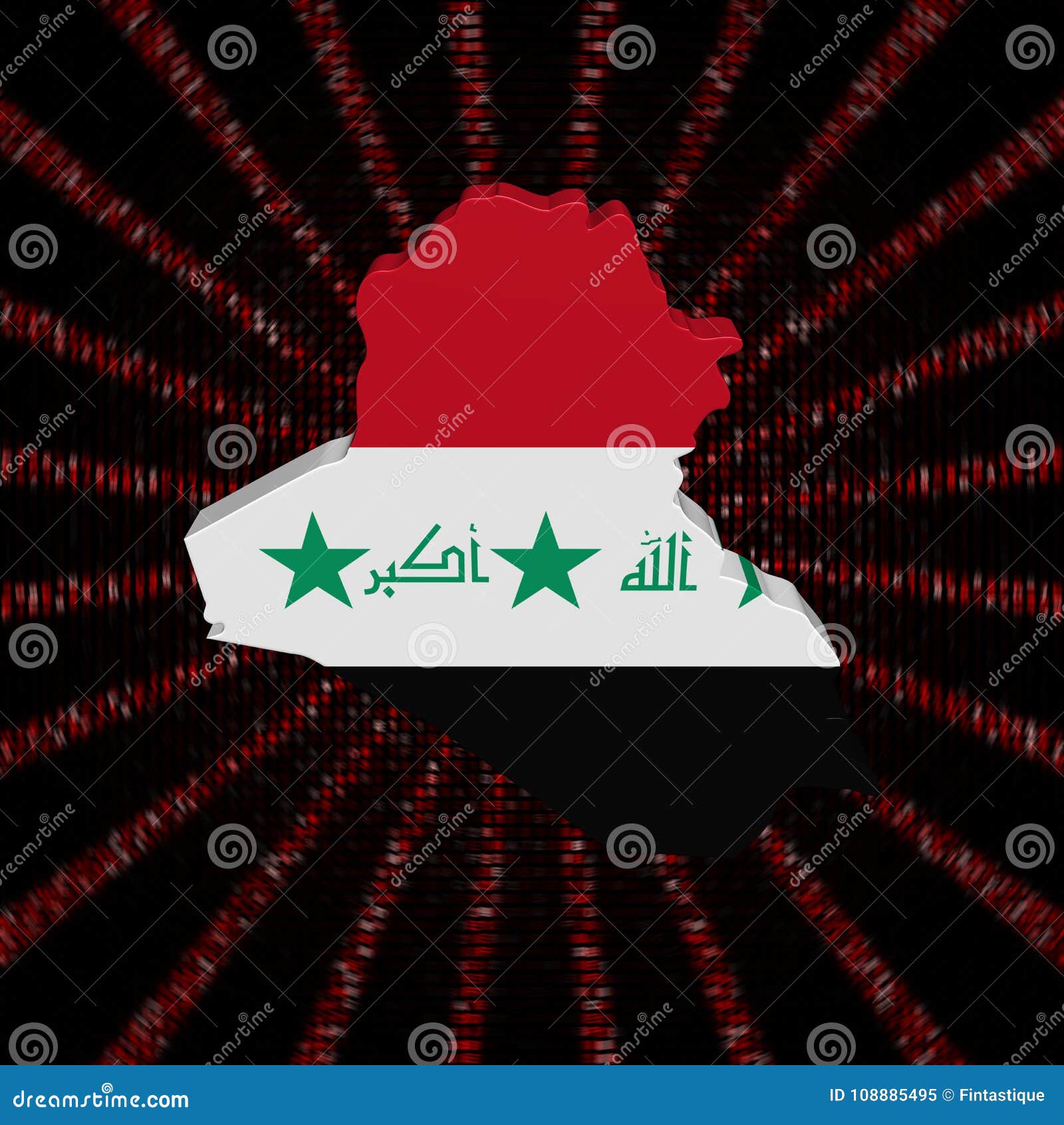 Iraq Map Flag on Red Hex Code Burst Illustration Stock Illustration ...