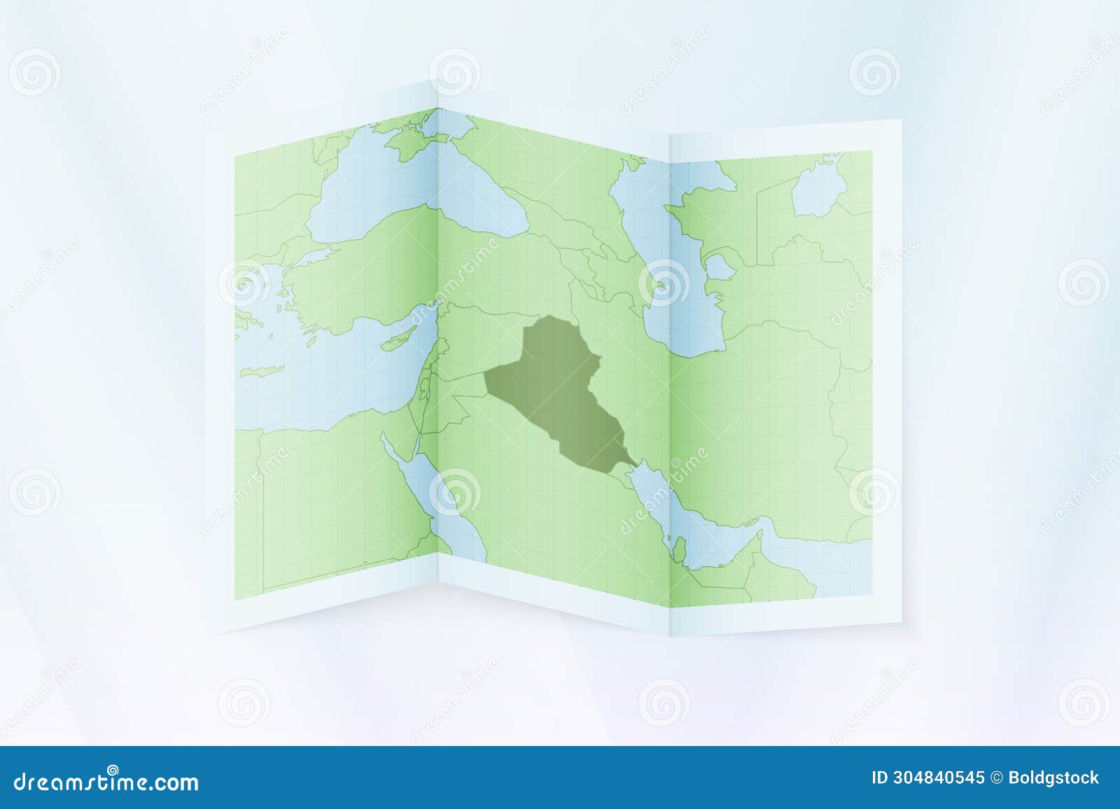Iraq Map, Folded Paper with Iraq Map Stock Vector - Illustration of ...