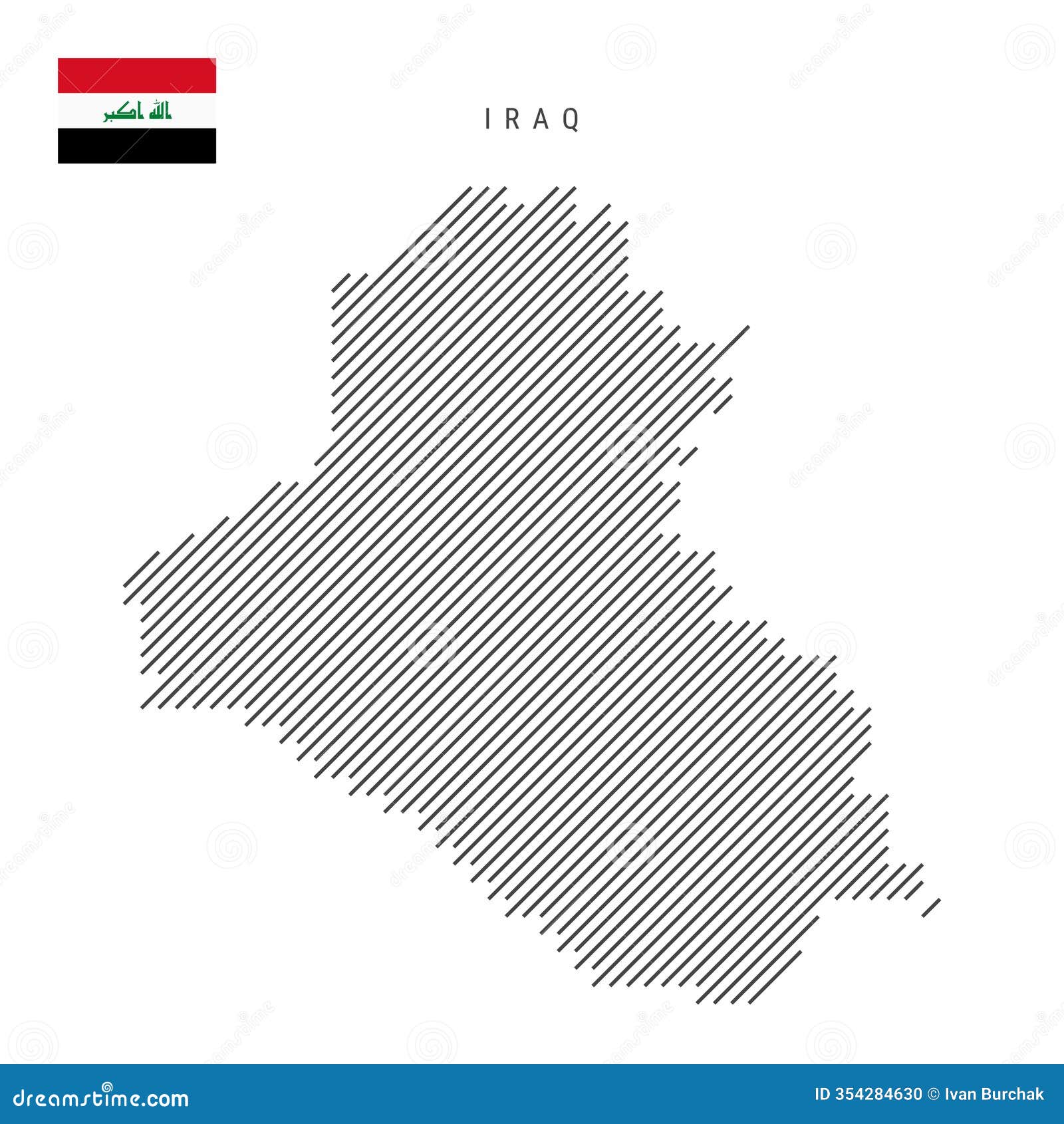 Iraq Map from Pattern of Black Slanted Parallel Lines. Flat Vector ...