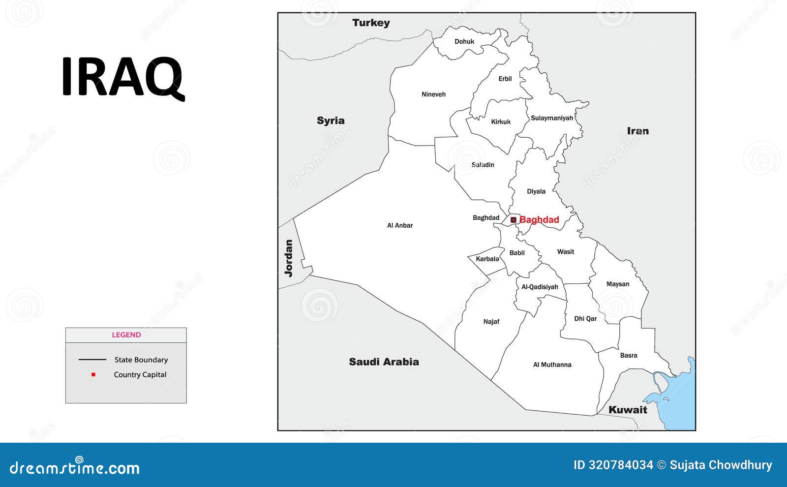 Iraq Map. State And District Map Of Iraq. Administrative Map Of Iraq ...