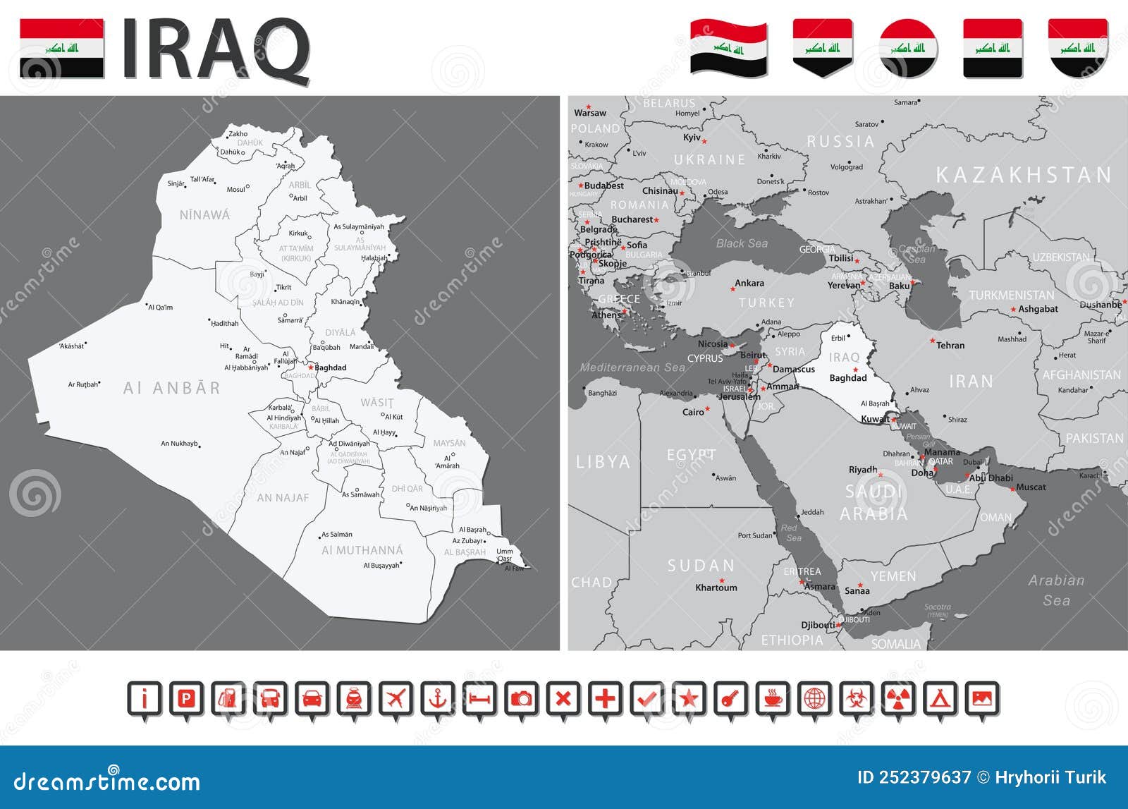 Iraq Map - Vector Infographic Set Stock Illustration - Illustration of ...