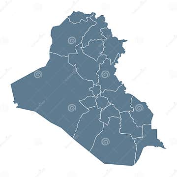 Iraq Map - Vector Solid Contour and State Regions Stock Illustration ...