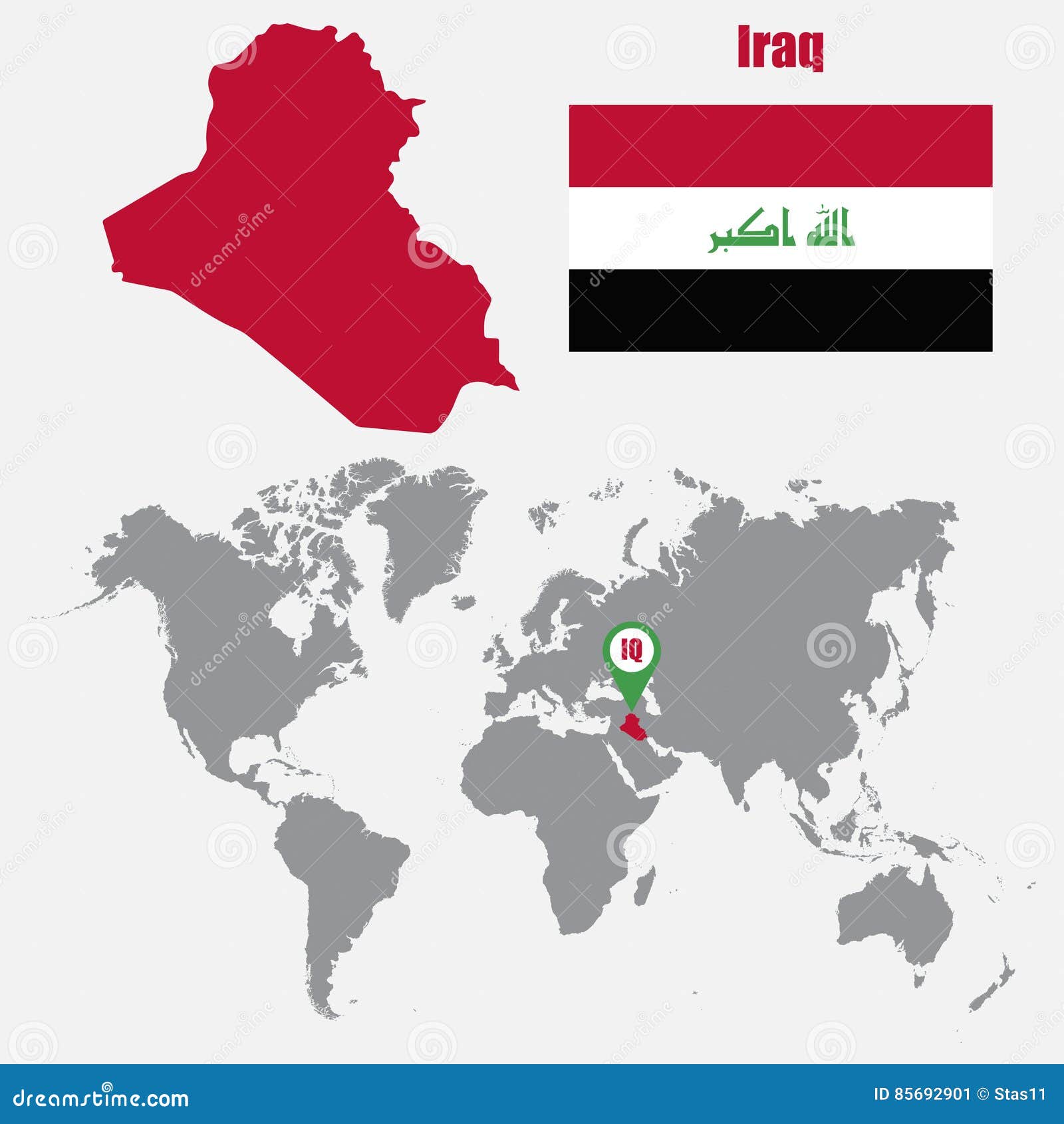 Iraq Map on a World Map with Flag and Map Pointer. Vector Illustration ... Iraq Map on a World Map with Flag and Map Pointer. Vector Illustration ...