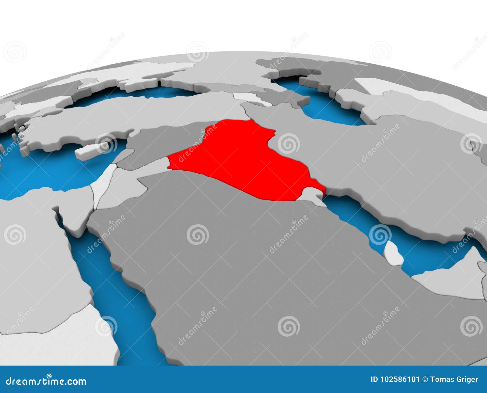 Iraq on political globe stock illustration. Illustration of symbol ...