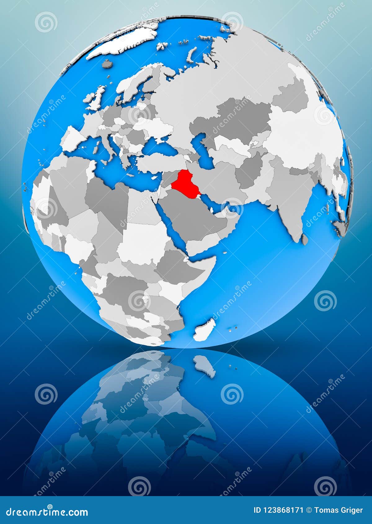 Iraq on political globe stock image. Image of iraqi - 123868171
