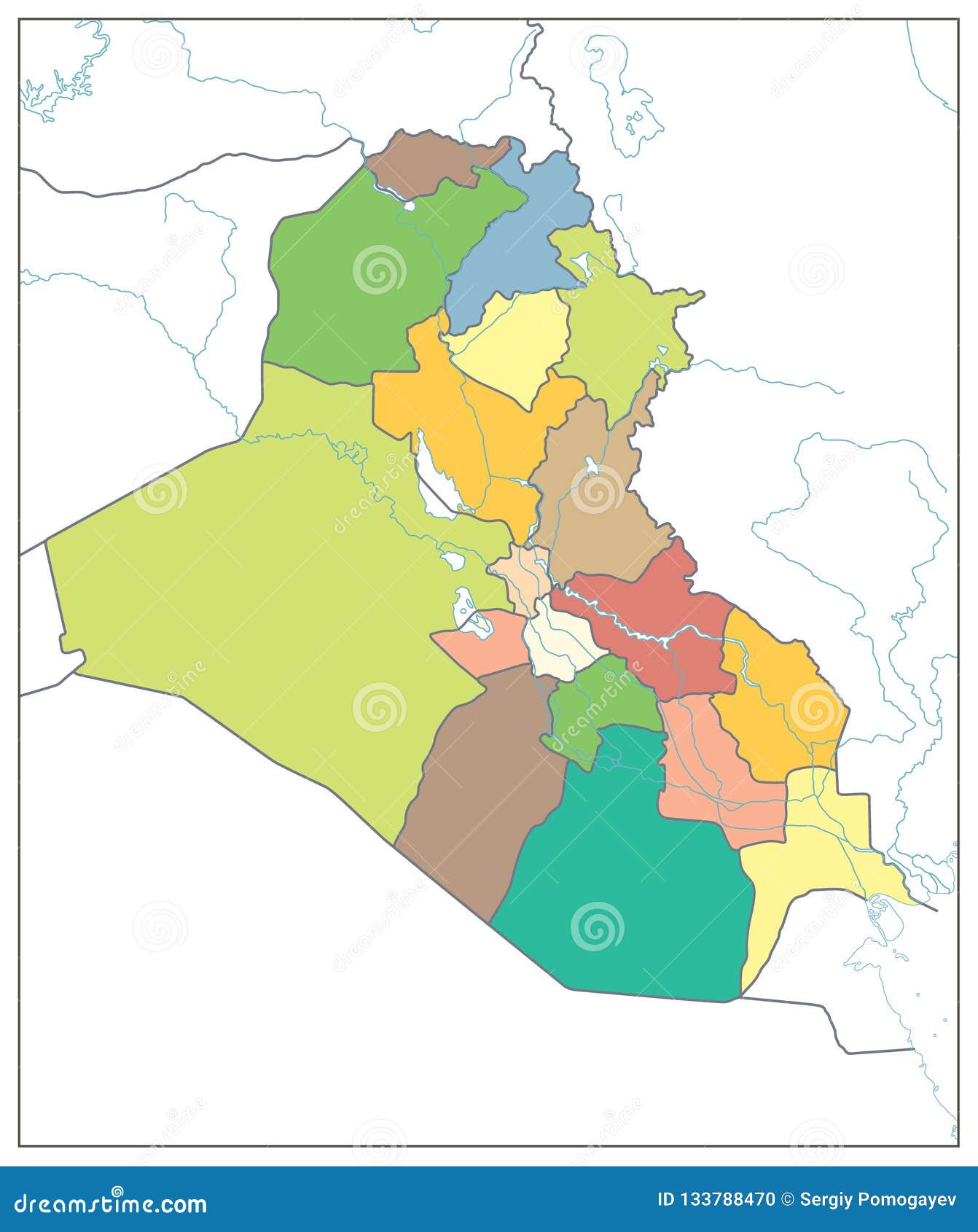 Iraq Political Map Isolated on White Stock Vector - Illustration of ...