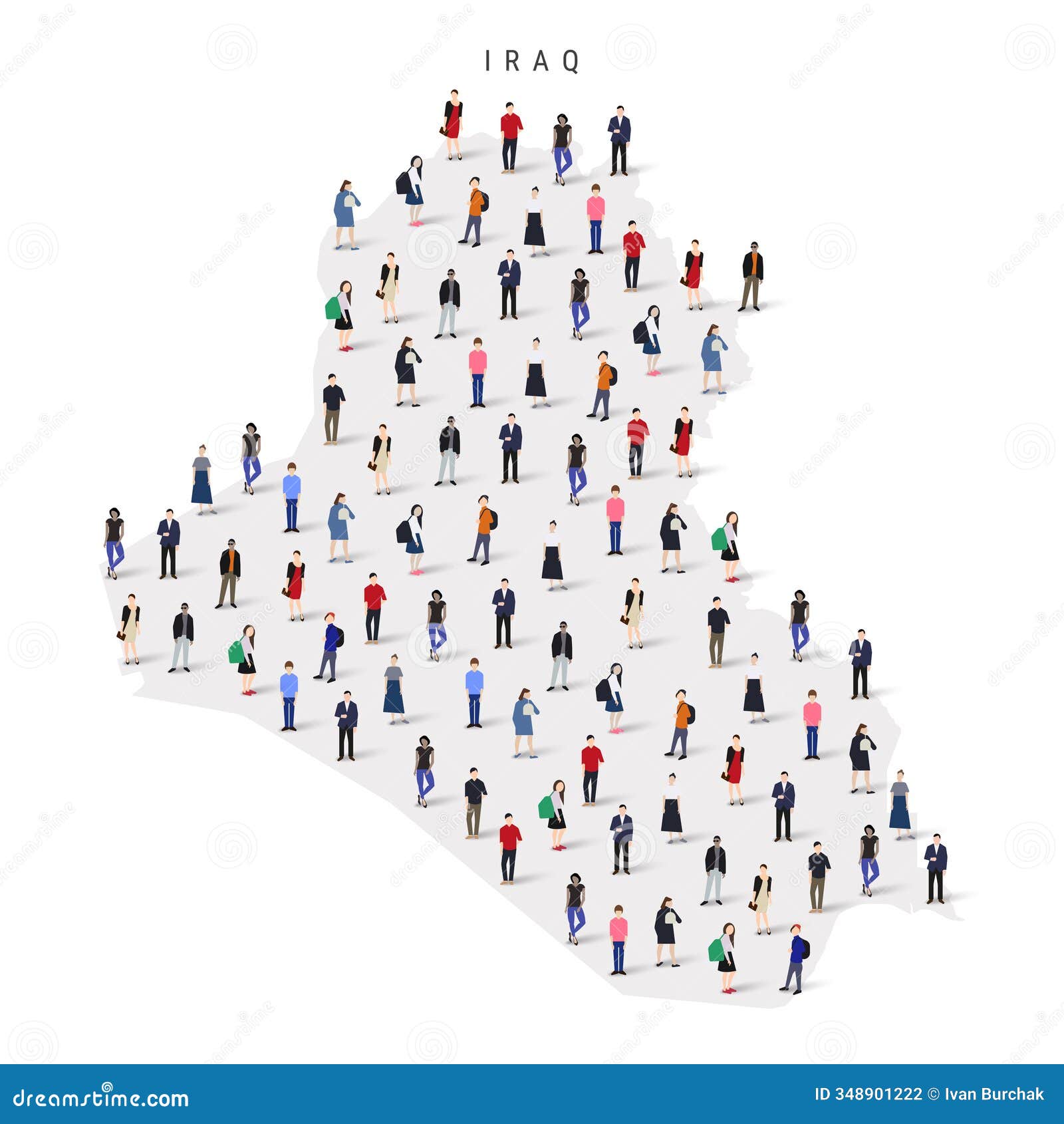 Iraq People Icon Map. Stylized Vector Silhouette Of Iraq. Population ...
