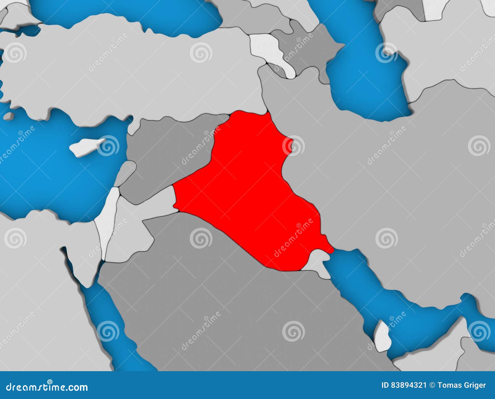 Iraq in red on globe stock illustration. Illustration of borders - 83894321