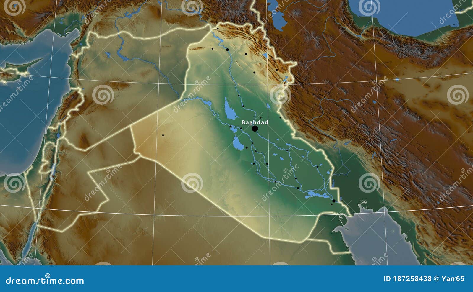 Iraq - Relief. Composition, Borders Stock Illustration - Illustration ...