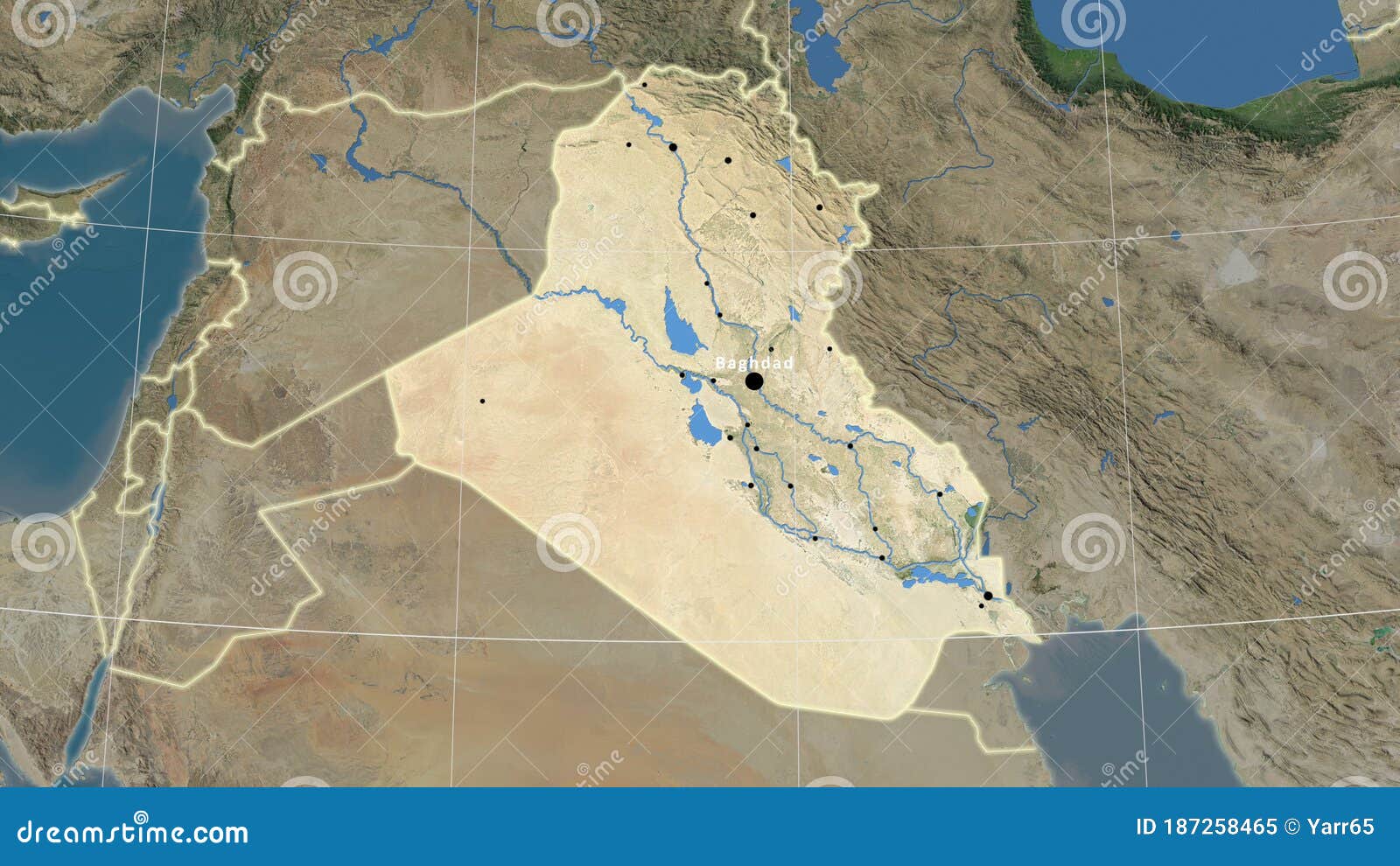 Iraq - Satellite. Composition, Borders Stock Illustration ...