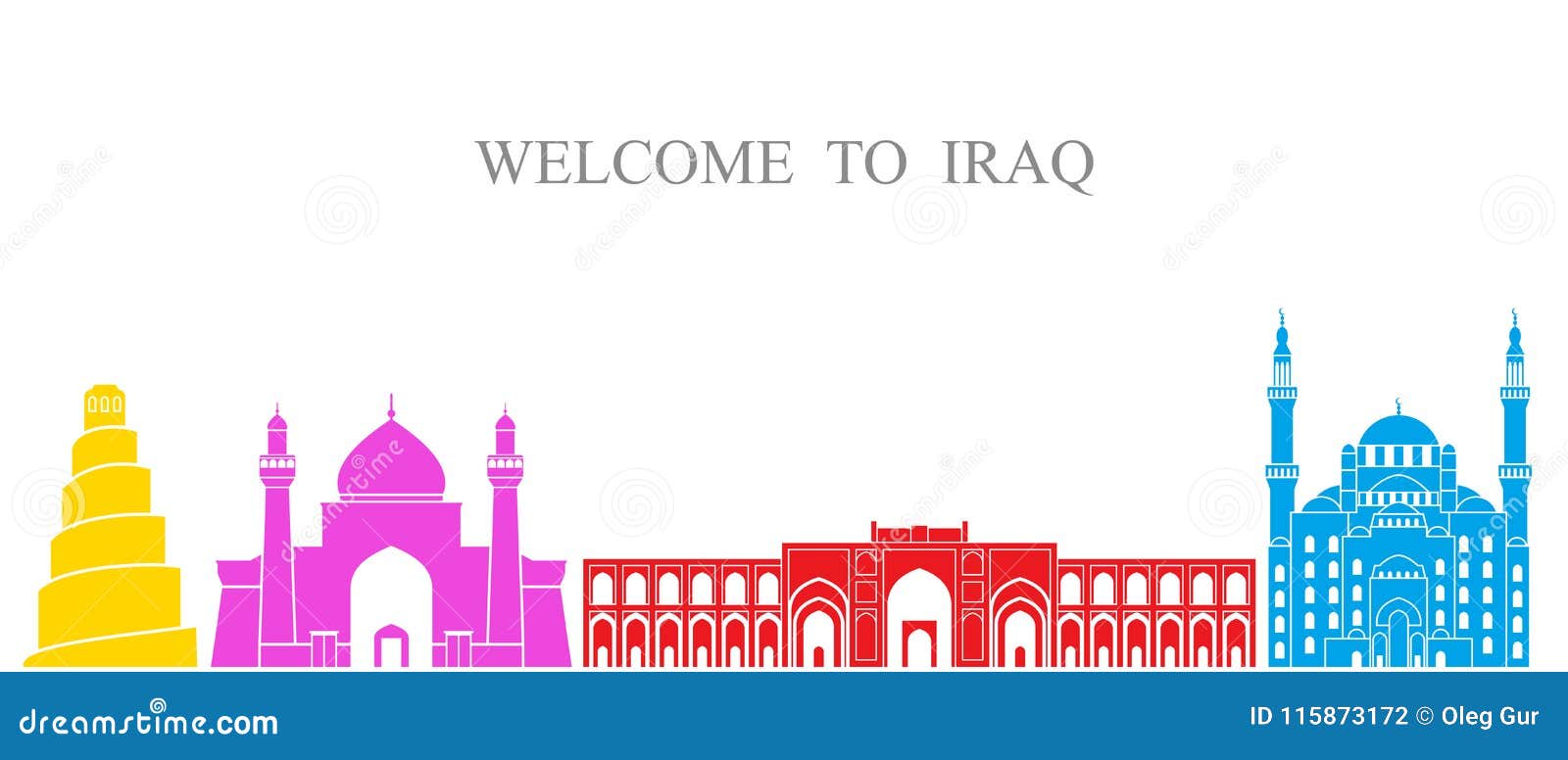 Iraq Set. Isolated Iraq Architecture on White Background Stock Vector ...