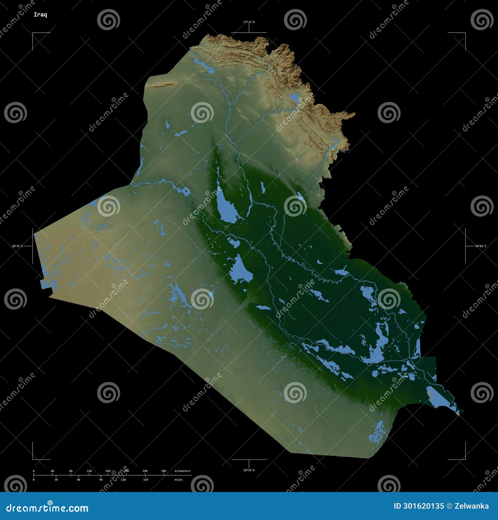 Iraq Shape on Black. Physical Stock Illustration - Illustration of ...