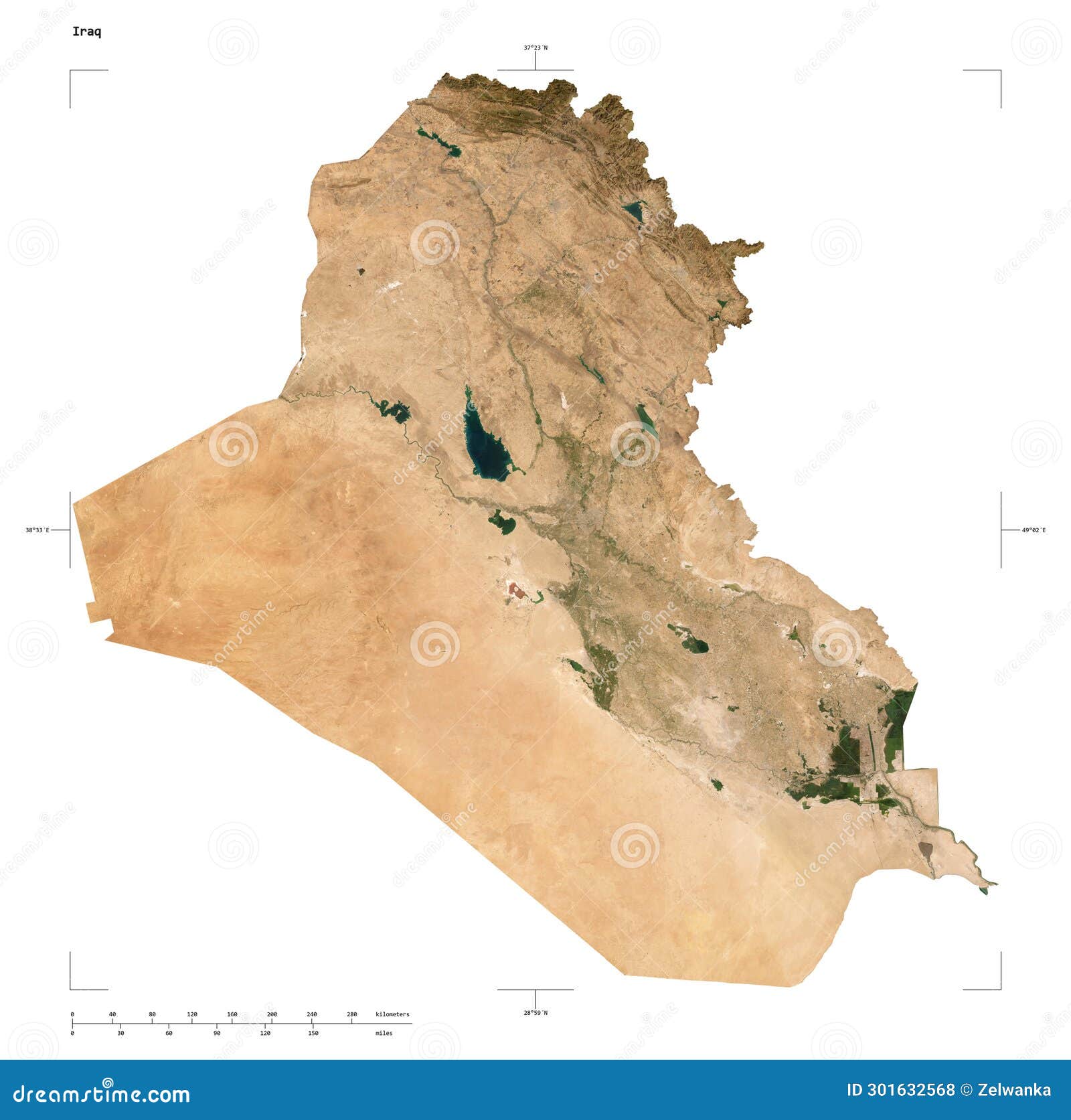 Iraq Shape on White. Low-res Satellite Stock Illustration ...