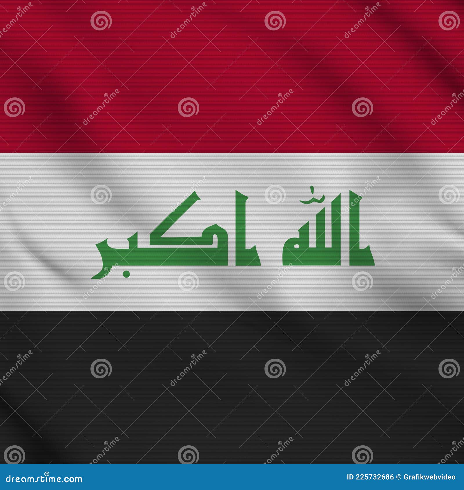 Iraq Square Realistic Flag Fabric Texture Effect Illustration Stock ...