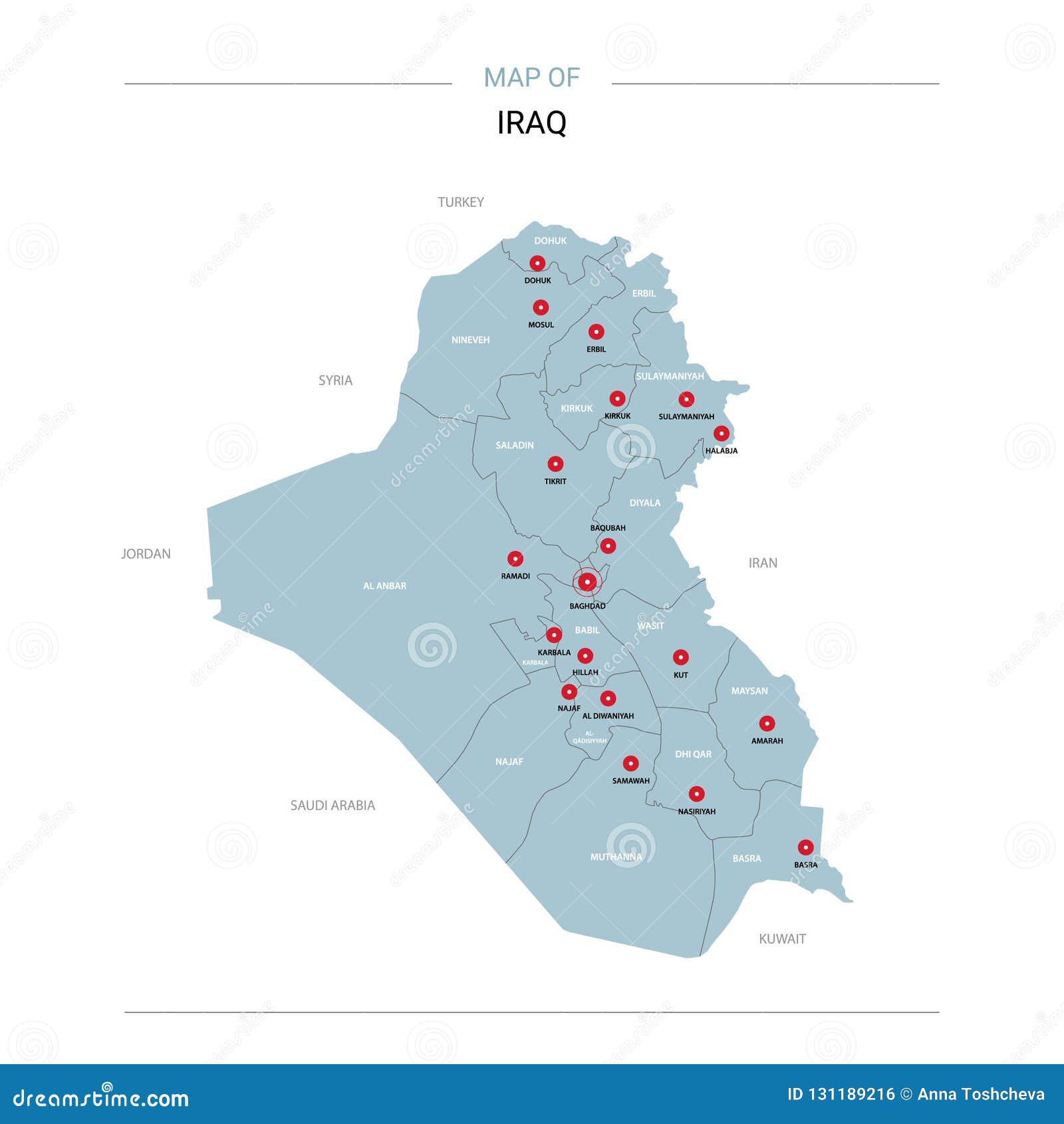 Iraq Map Vector with Red Pin. Stock Vector - Illustration of outline ...