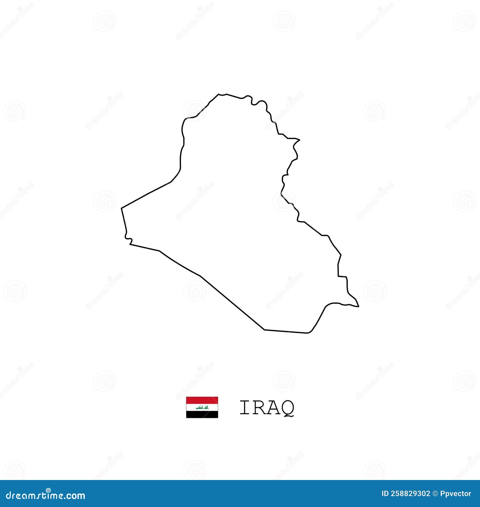 Iraq Vector Map Outline, Line, Linear. Iraq Black Map on White ...