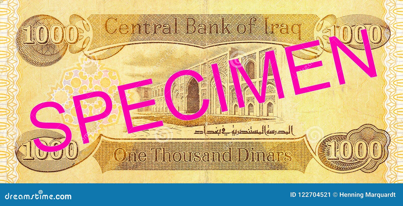 1000 Iraqi Dinar Bank Note Reverse Stock Image - Image of macro, coin ...
