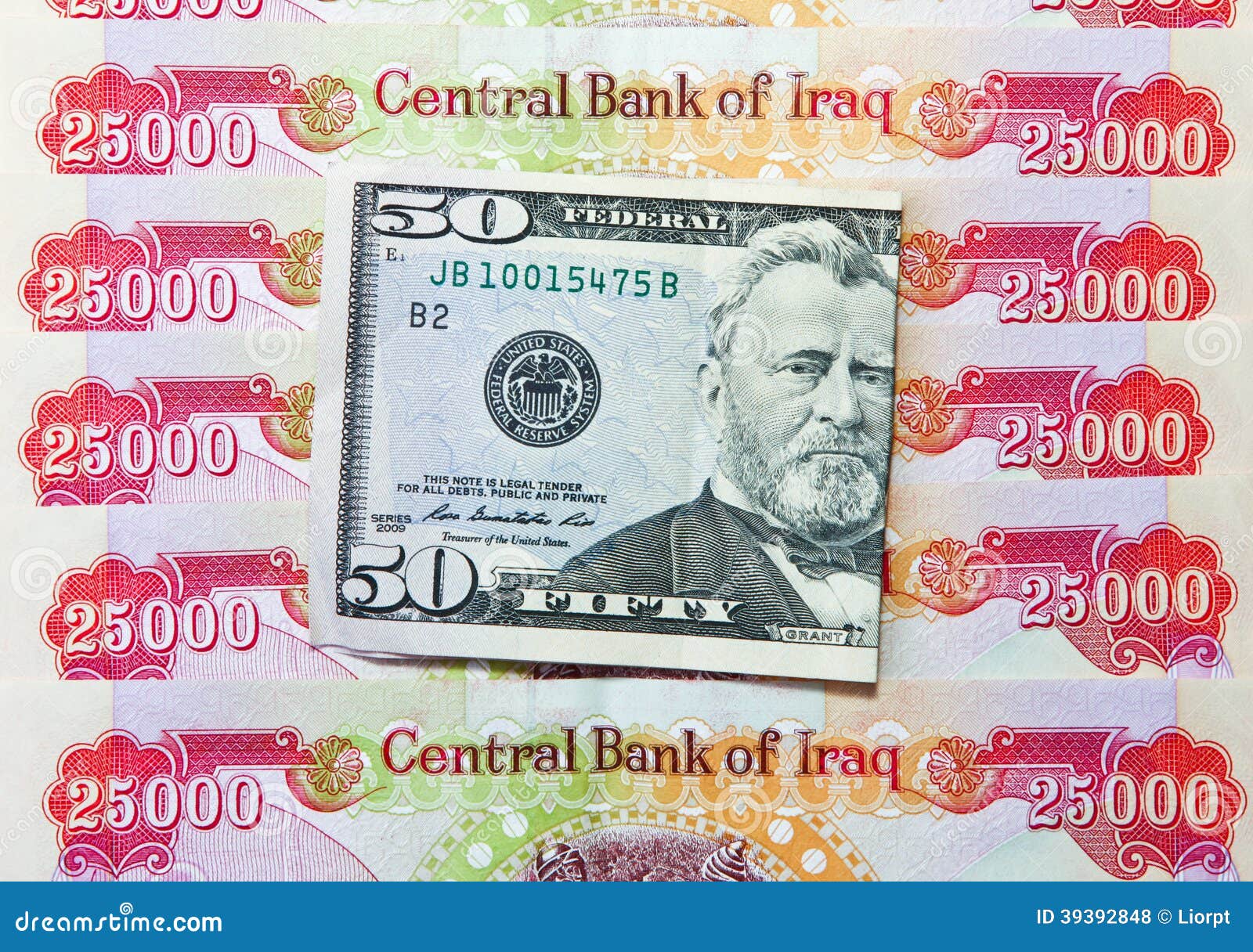 Iraqi Dinars and American Dollar Stock Photo - Image of isolated, white ...