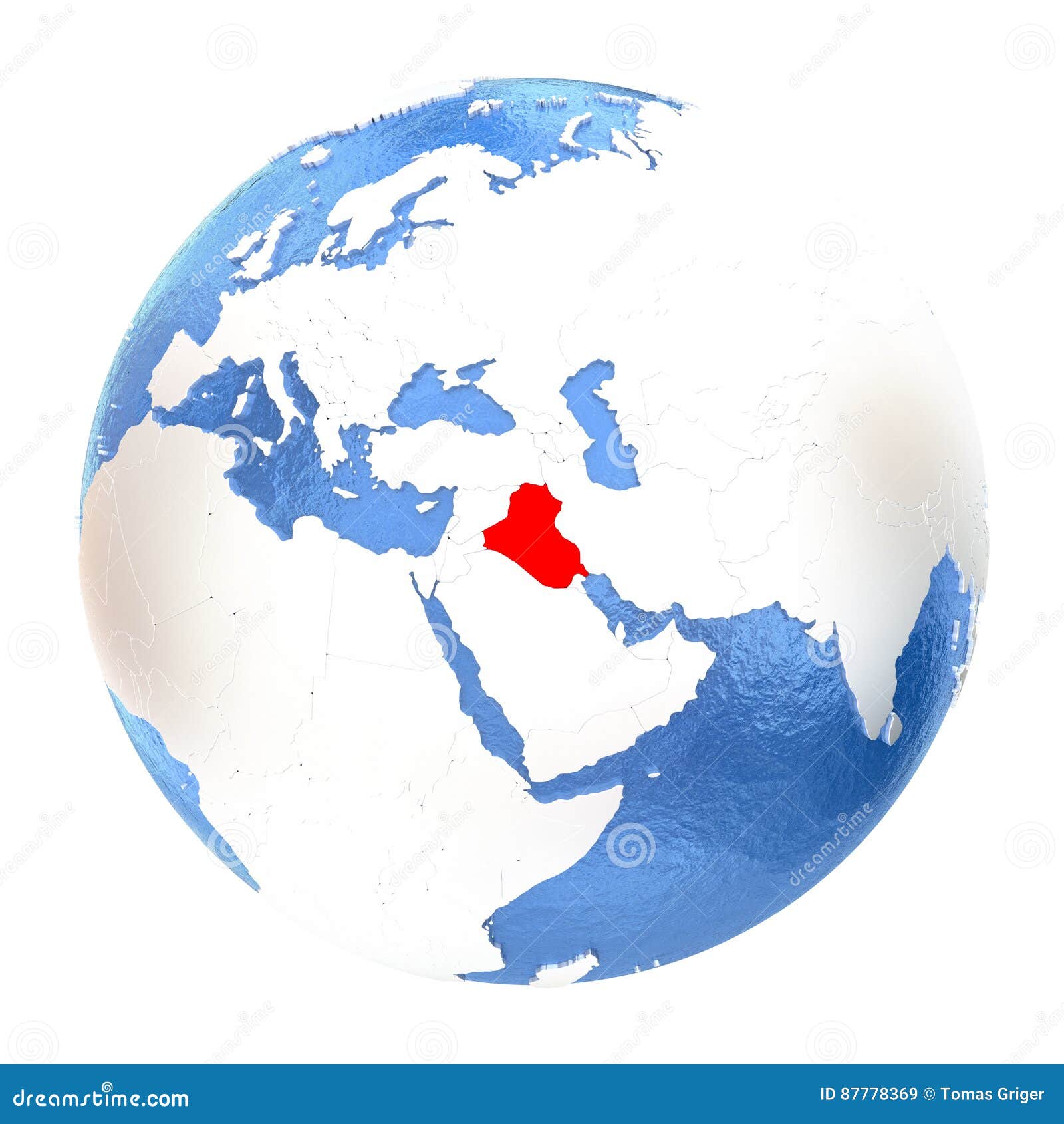 Iraque No Globo Isolado No Branco Ilustração Stock - Ilustração de ...